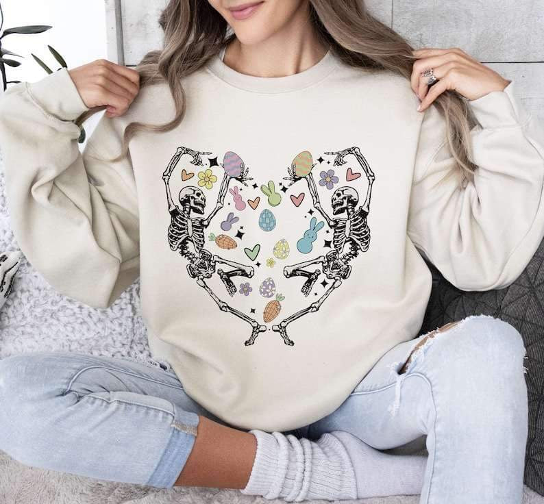 Easter skelie heart 23963 DTF transfer – Mud & Grace Transfers