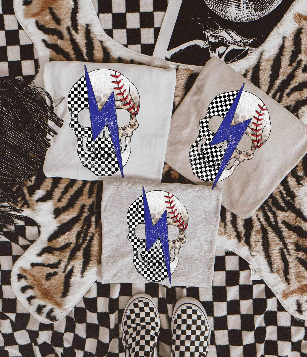 Skellie half checkered half baseball 23995 DTF transfer – Mud & Grace ...