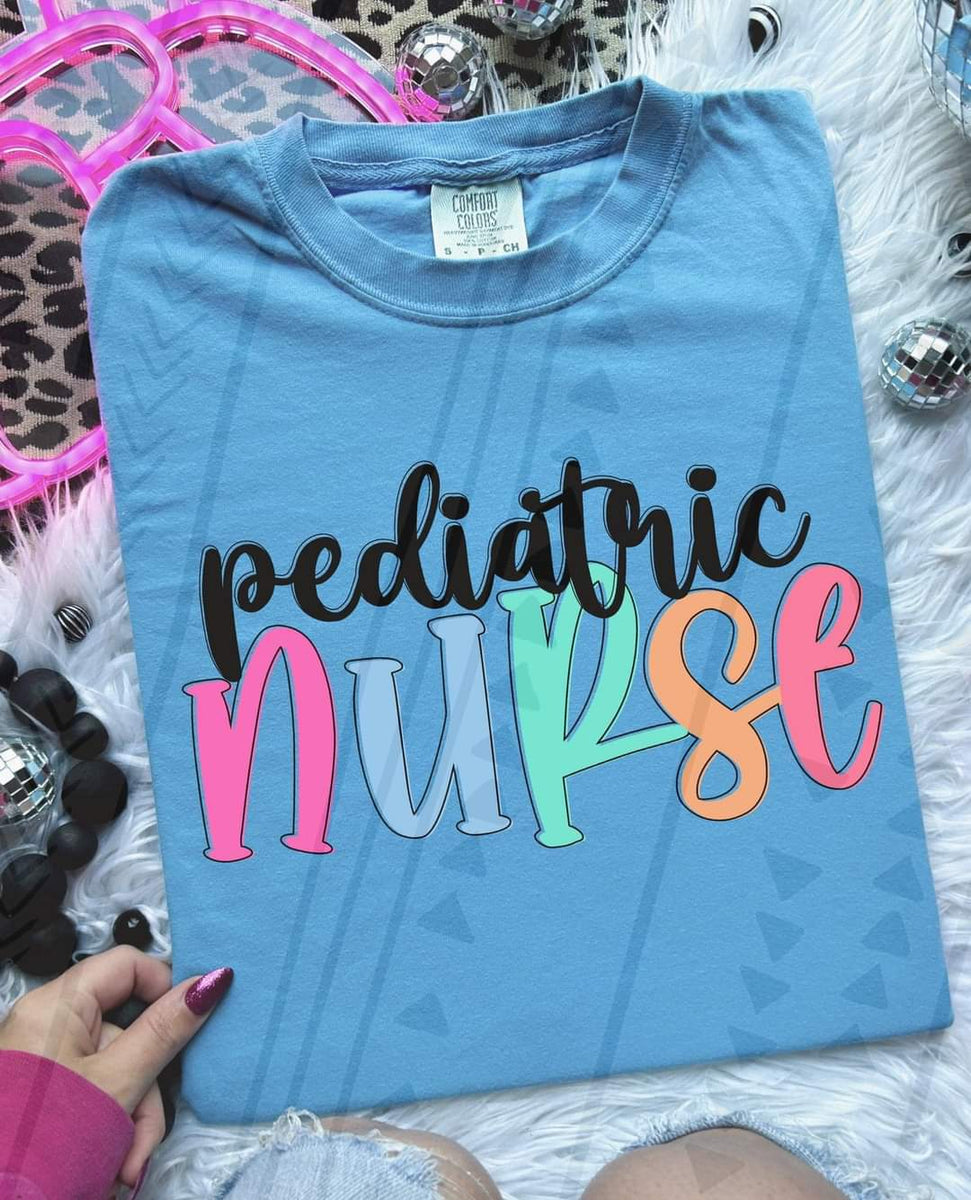 Pediatric nurse colorful 33373 DTF transfer – Mud & Grace Transfers