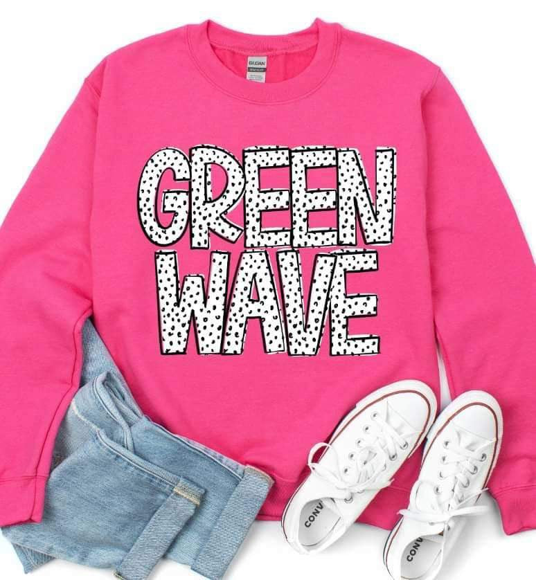 Green wave dotted font 24201 DTF transfer – Mud & Grace Transfers