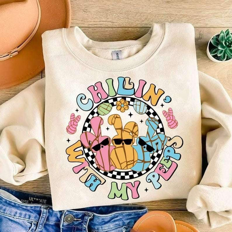 Chillin with my peeps circle 24568 DTF transfer – Mud & Grace Transfers