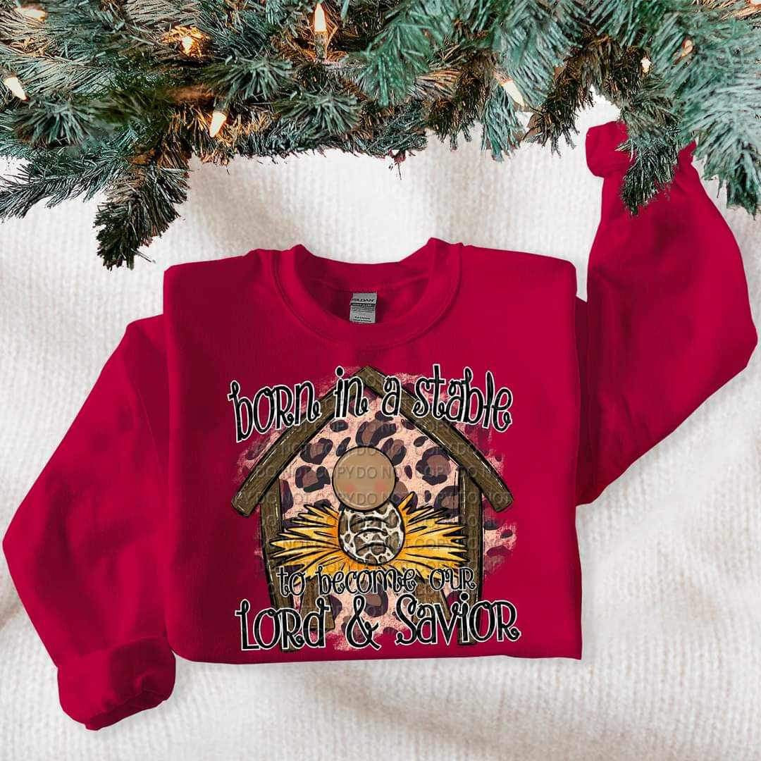 Born in a stable to become our lord and savior manger 11660 DTF TRANSF ...
