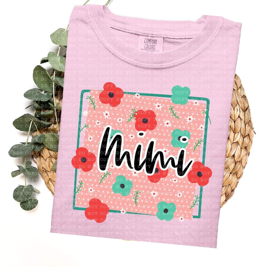 Mimi frame with red and green flowers (ECHT) 33743 DTF transfer – Mud ...