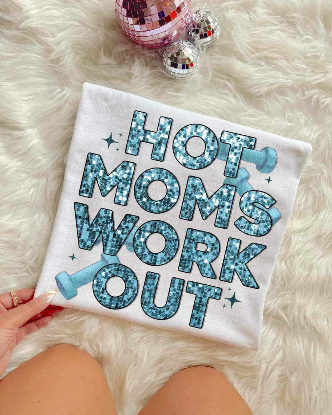 Hot moms work out blue sequin 11874 DTF Transfer – Mud & Grace Transfers