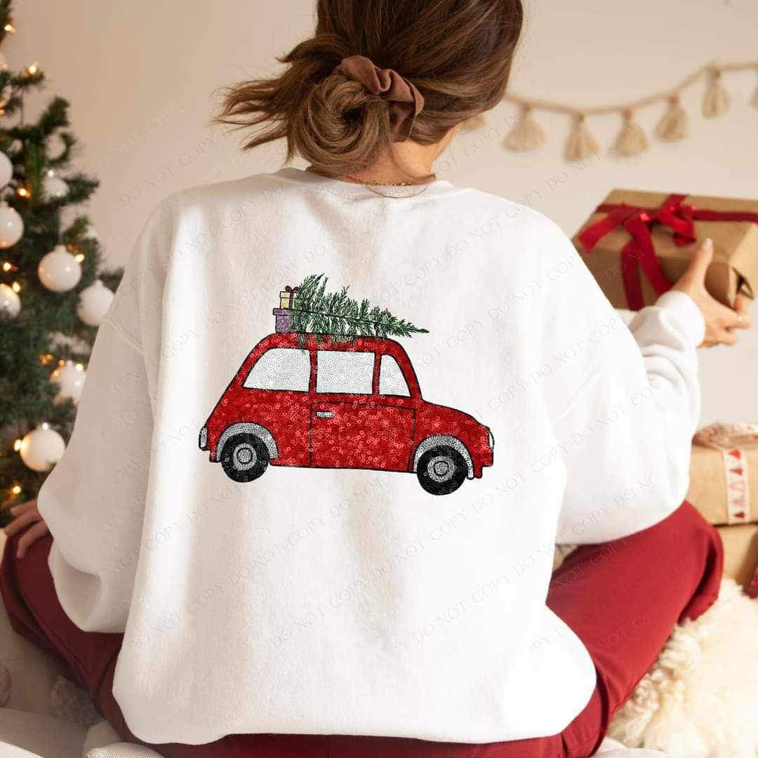 Sequin car with tree DTF Transfer – Mud & Grace Transfers