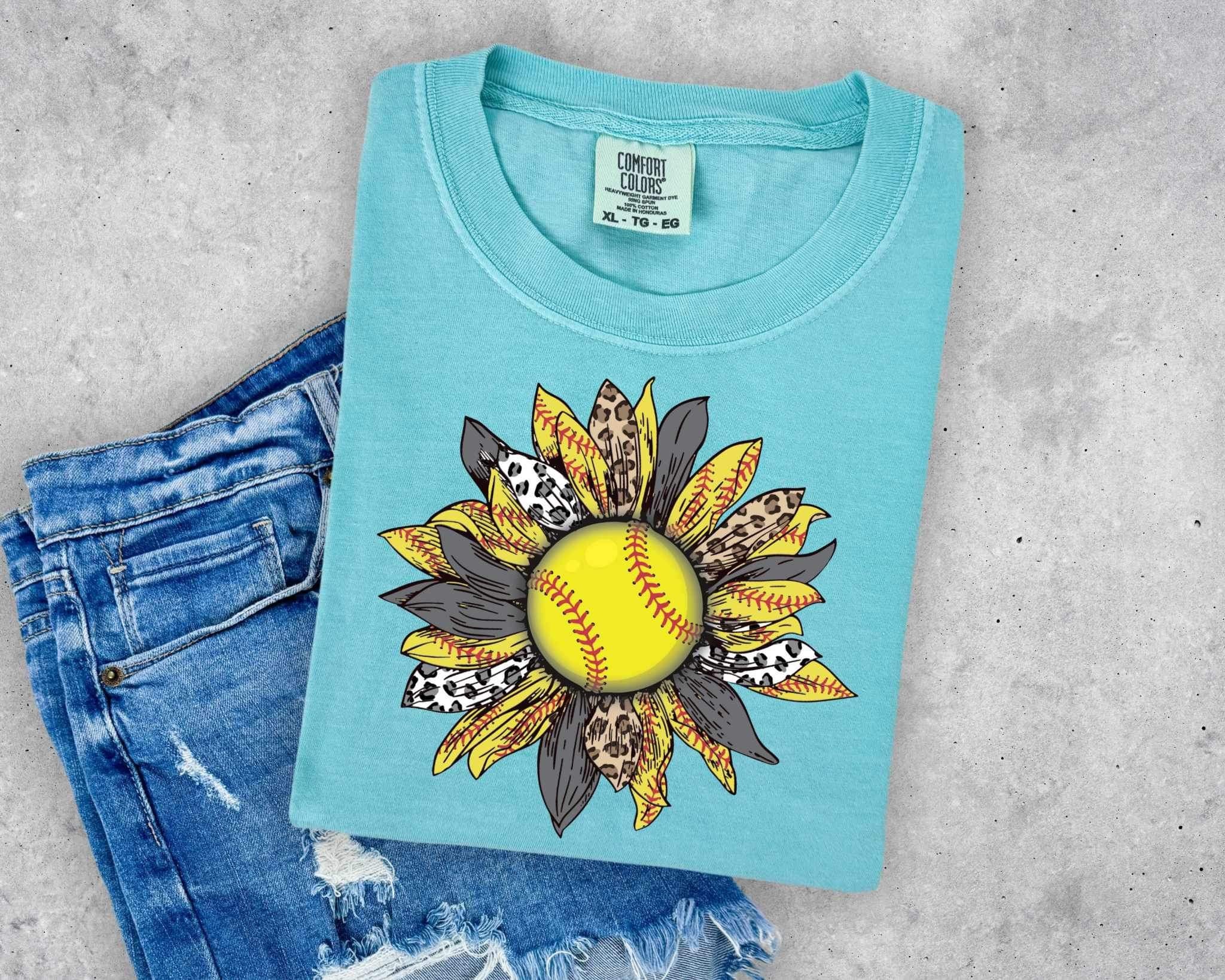 Softball sunflower 25919 DTF transfer – Mud & Grace Transfers
