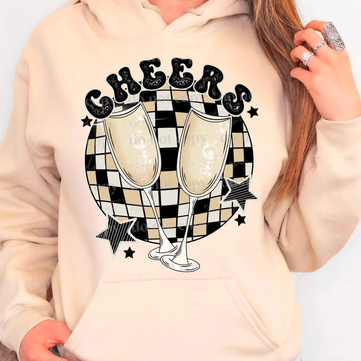 Cheers disco ball and champagne 16030 DTF Transfer – Mud & Grace Transfers