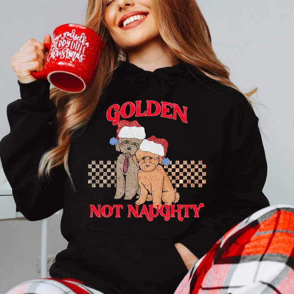 Golden not naughty (red font with puppies) VIRGO 16146 DTF Transfer ...