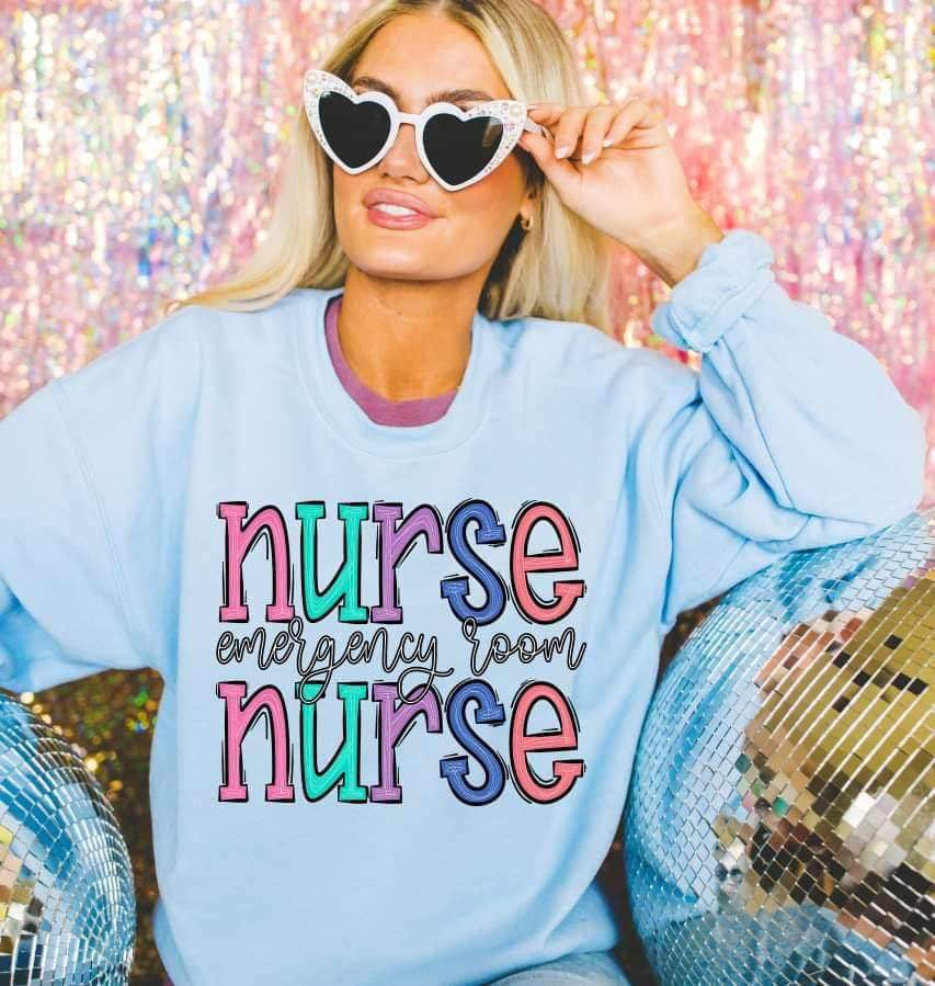 Nurse emergency room nurse colorful 16905 DTF Transfer – Mud & Grace ...