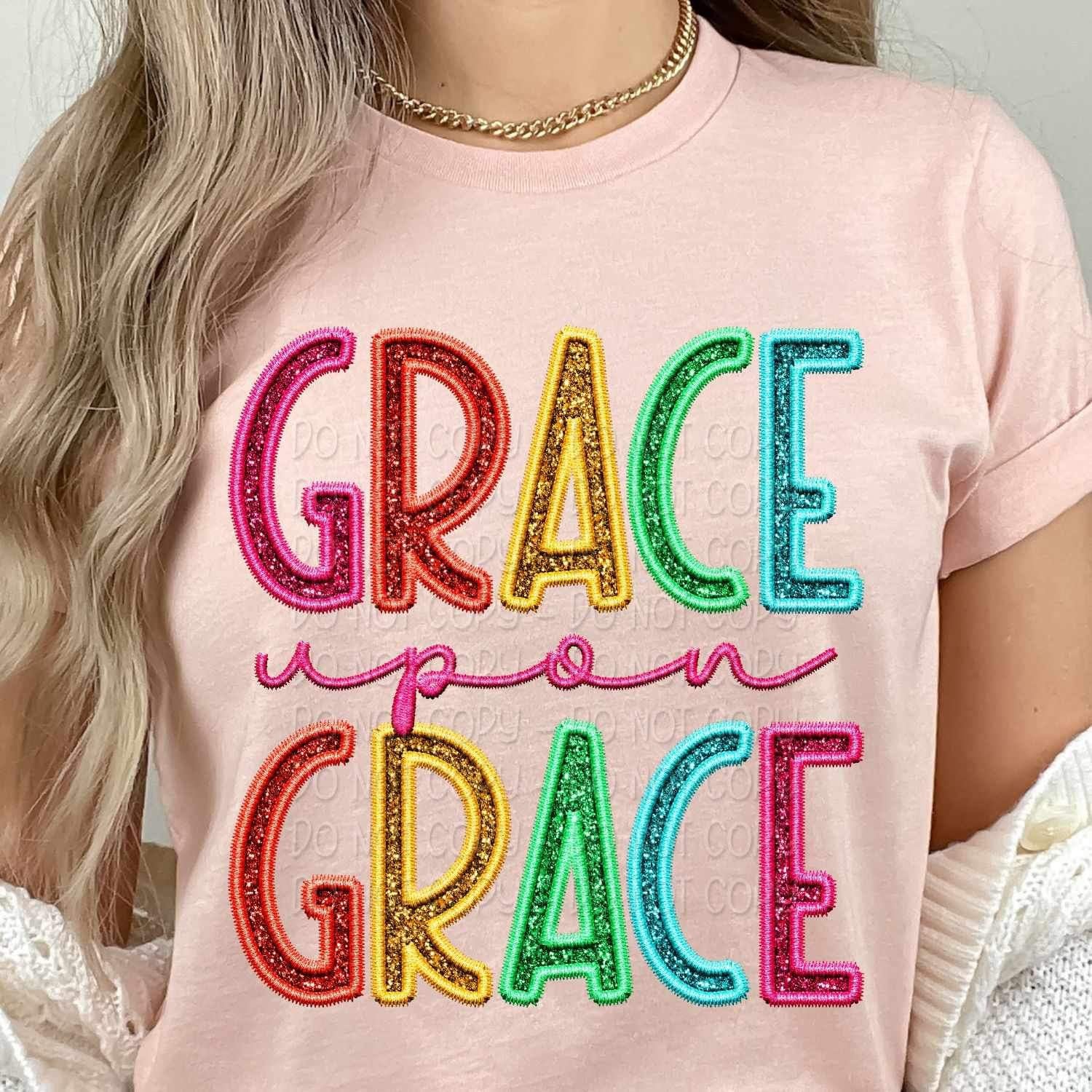 Grace upon grace rainbow font 26814 DTF transfer – Mud & Grace Transfers