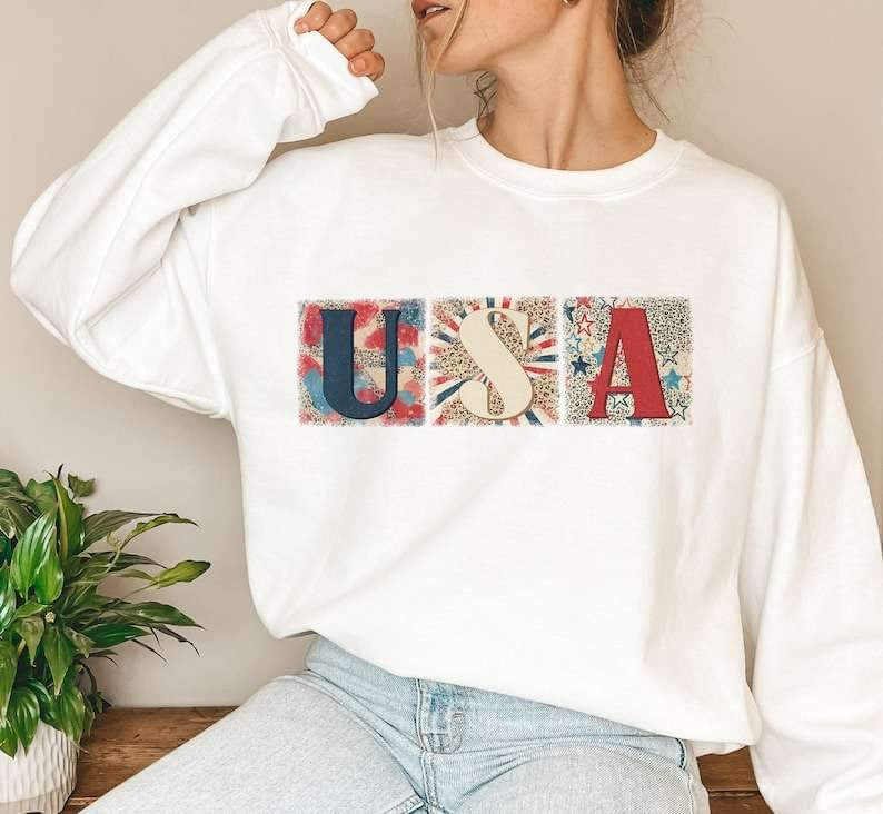 USA block letters 26832 DTF transfer – Mud & Grace Transfers