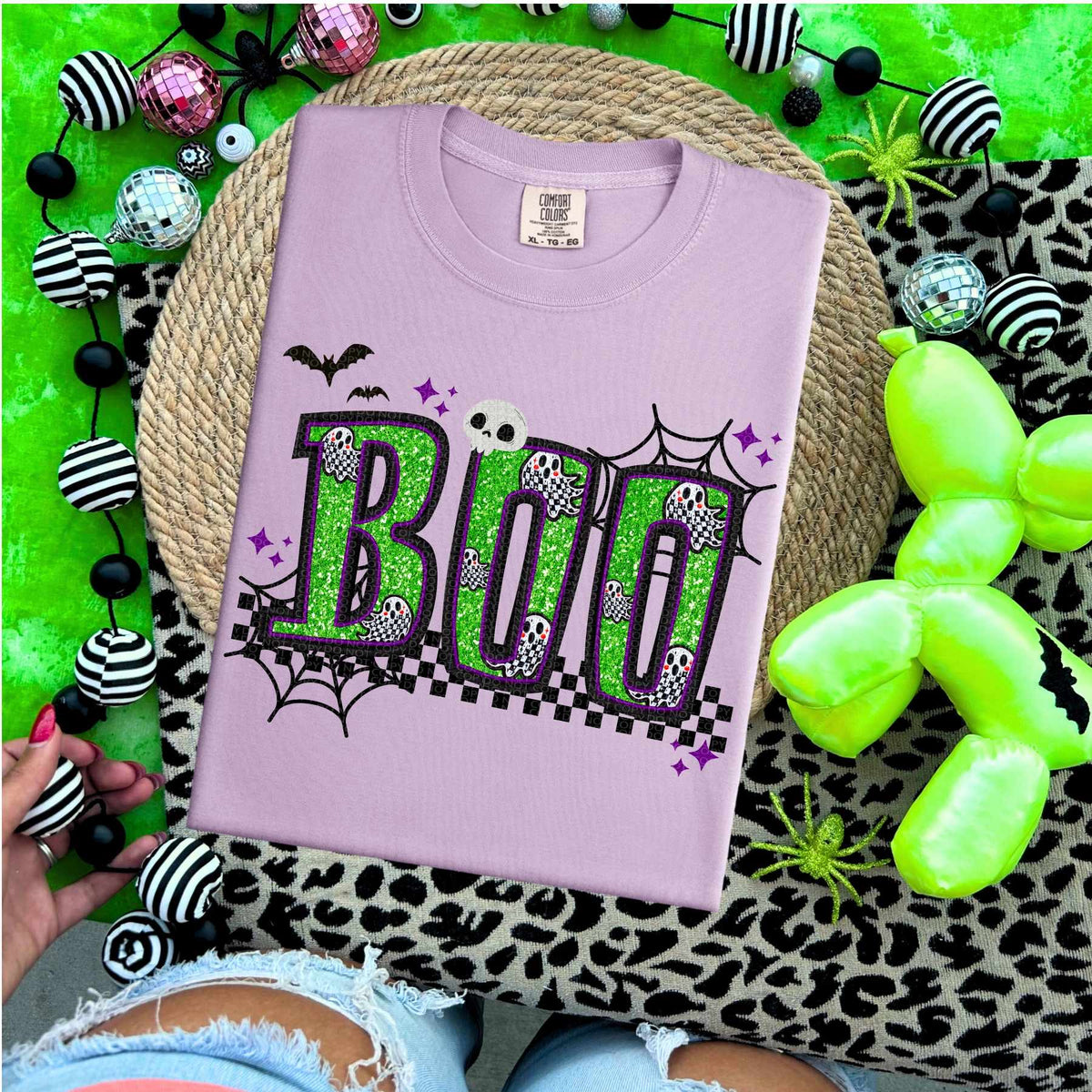 Boo green glitter (HW) 58534 DTF transfer – Mud & Grace Transfers