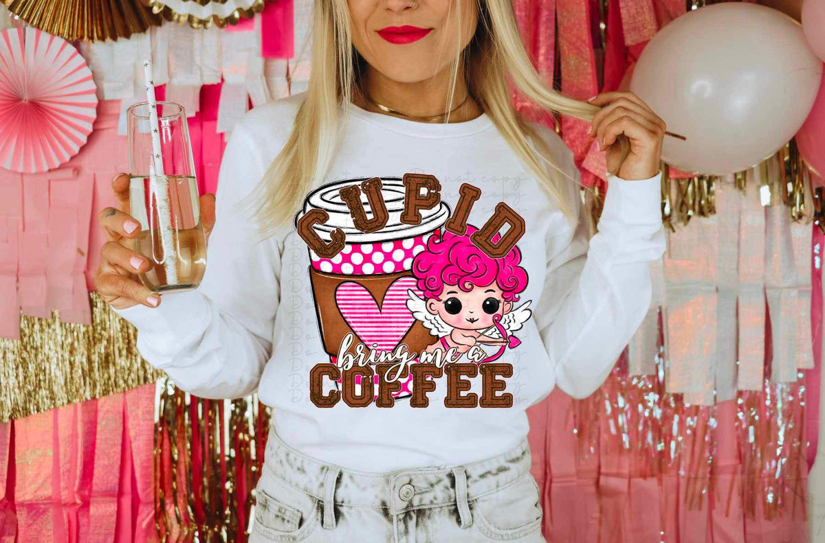Cupid bring me coffee latte and cupid 17631 DTF TRANSFER – Mud & Grace ...