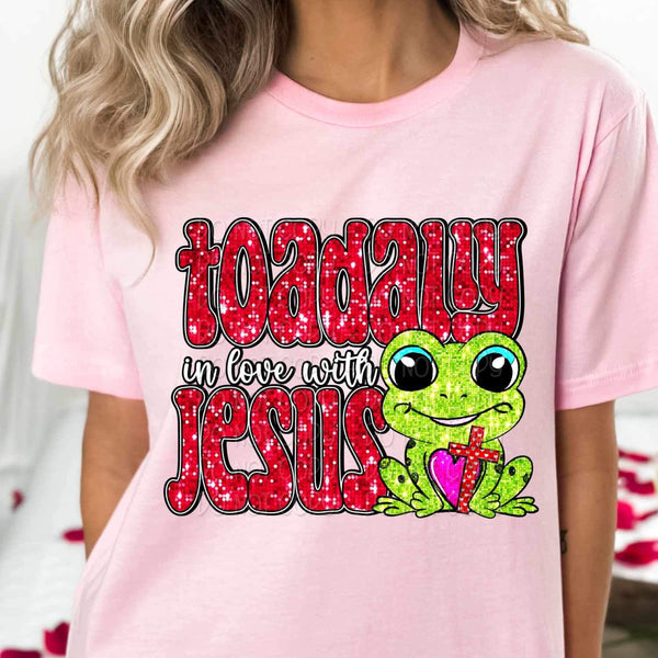 Toadally in love with jesus frog with heart and cross 17588 DTF TRANSF ...