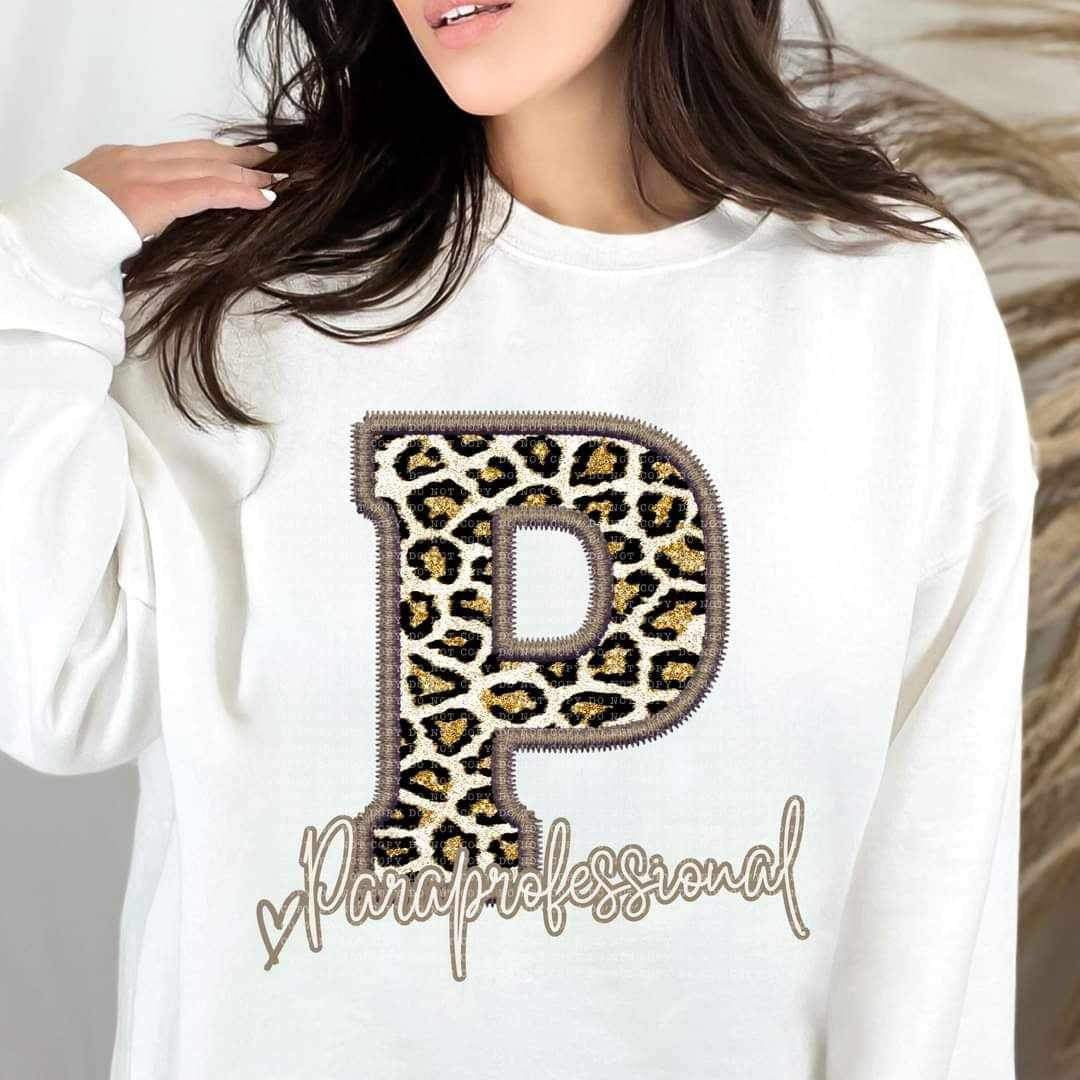 P paraprofessional leopard embroidery (ECHT) 19030 DTF TRANSFER – Mud ...