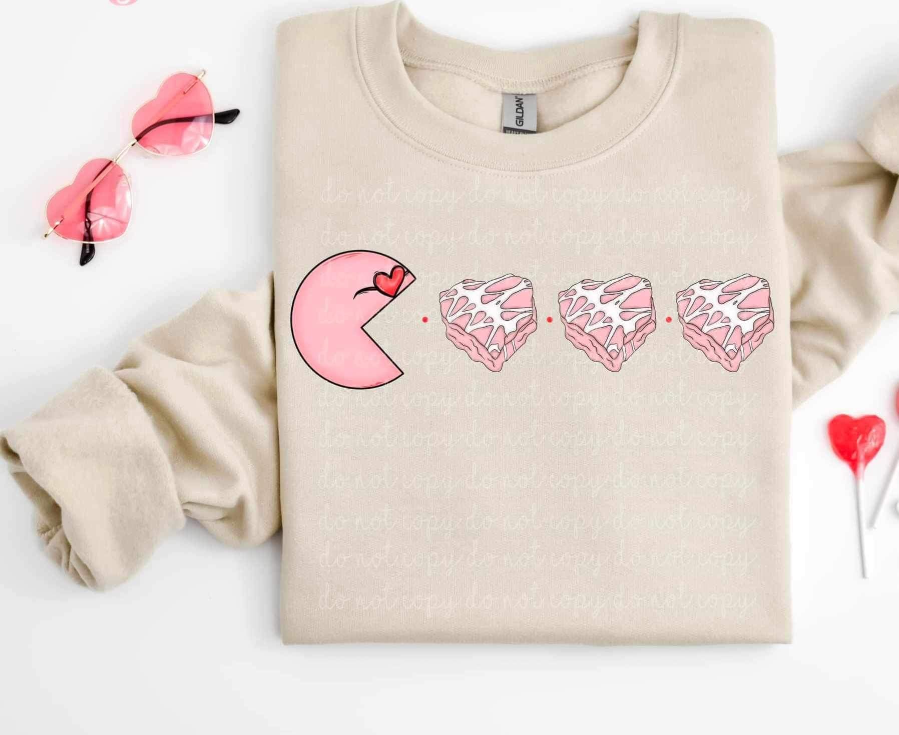 Pac man eating heart cakes 19340 DTF Transfer – Mud & Grace Transfers