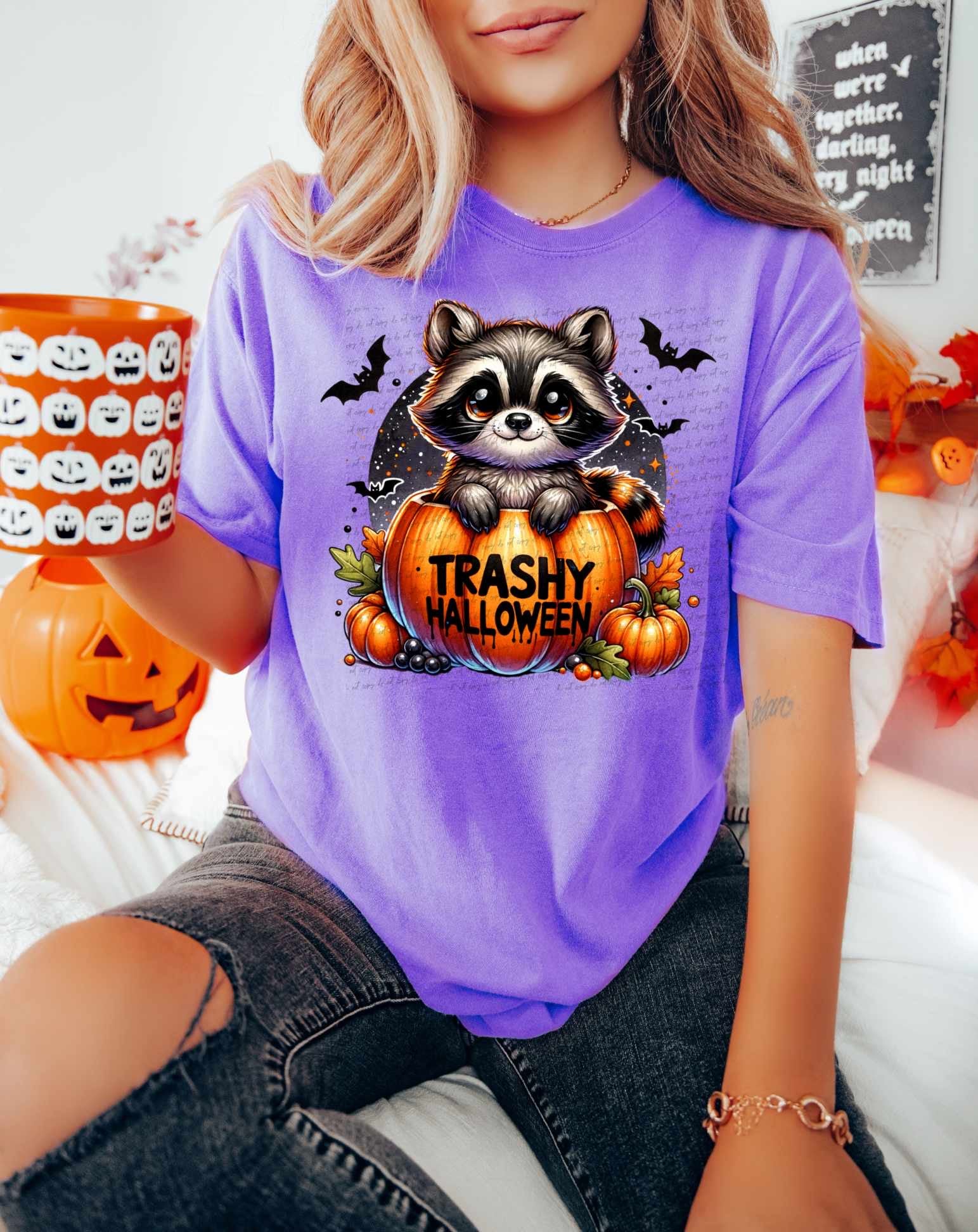 Trashly halloween raccoon 39078 DTF transfer – Mud & Grace Transfers