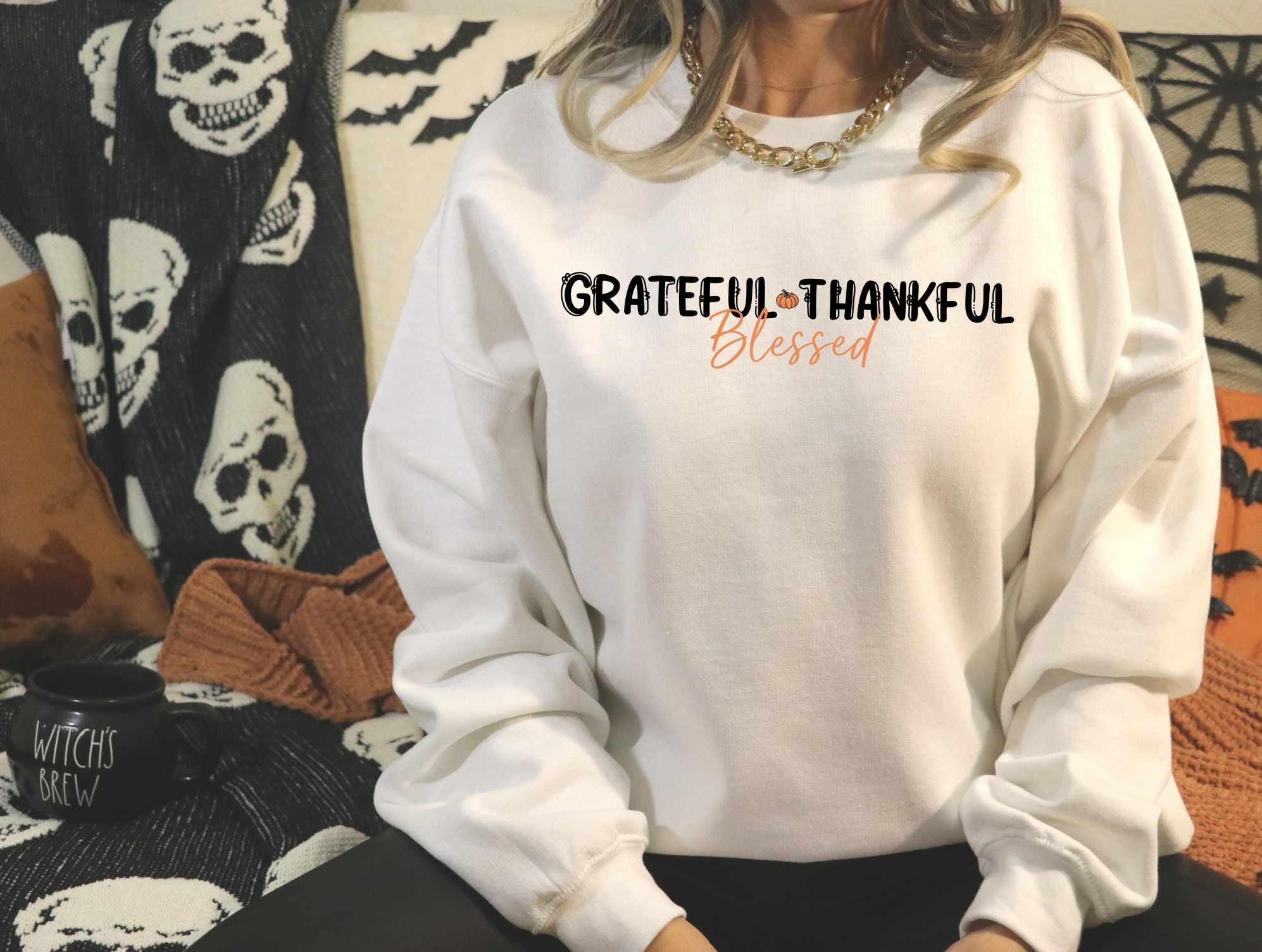 Grateful thankful blessed black and orange font 39063 DTF transfer ...