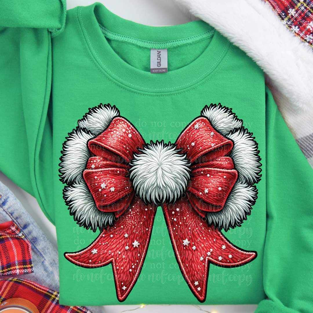 Santa bow fuzzy (TTD) 60539 DTF transfer – Mud & Grace Transfers