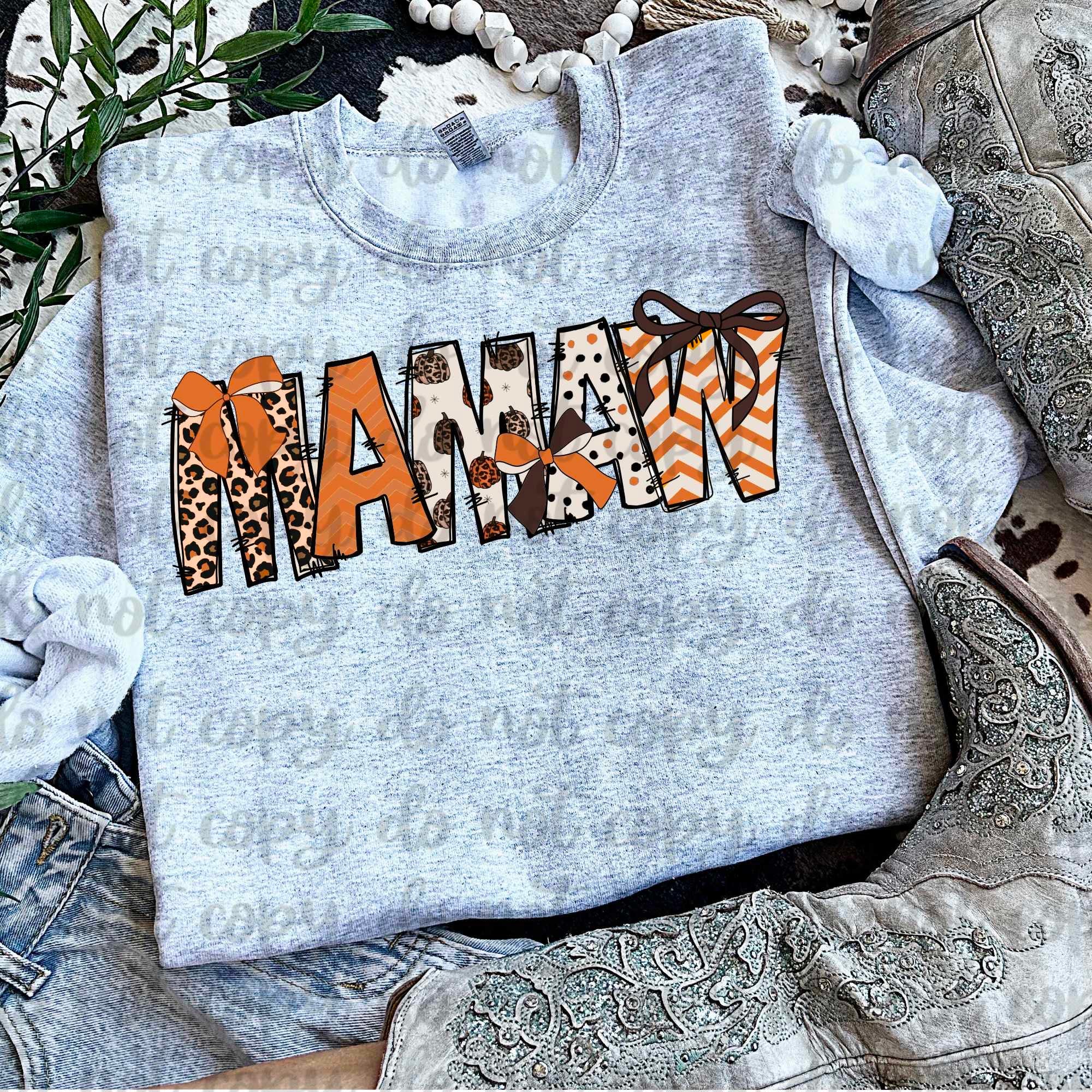 Mamaw fall names with bows (vintage) 60746 DTF transfer – Mud & Grace ...