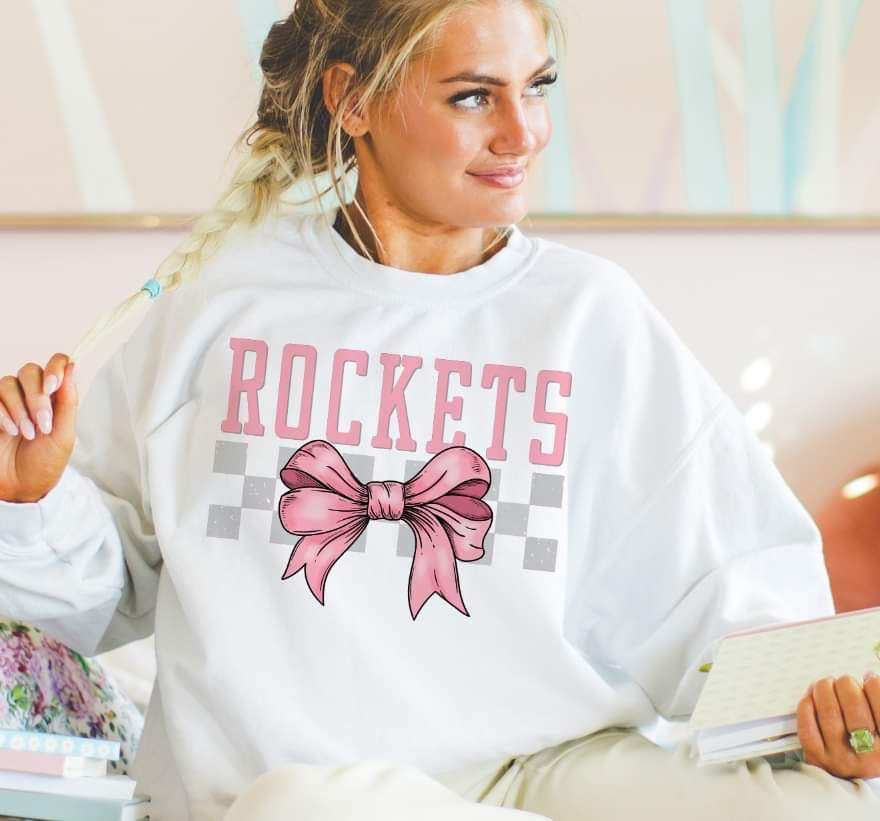Rockets pink font and bow (S&G) 29435 DTF transfer – Mud & Grace Transfers