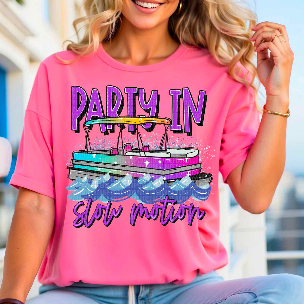 Party in slow motion pontoon 29694 DTF transfer – Mud & Grace Transfers