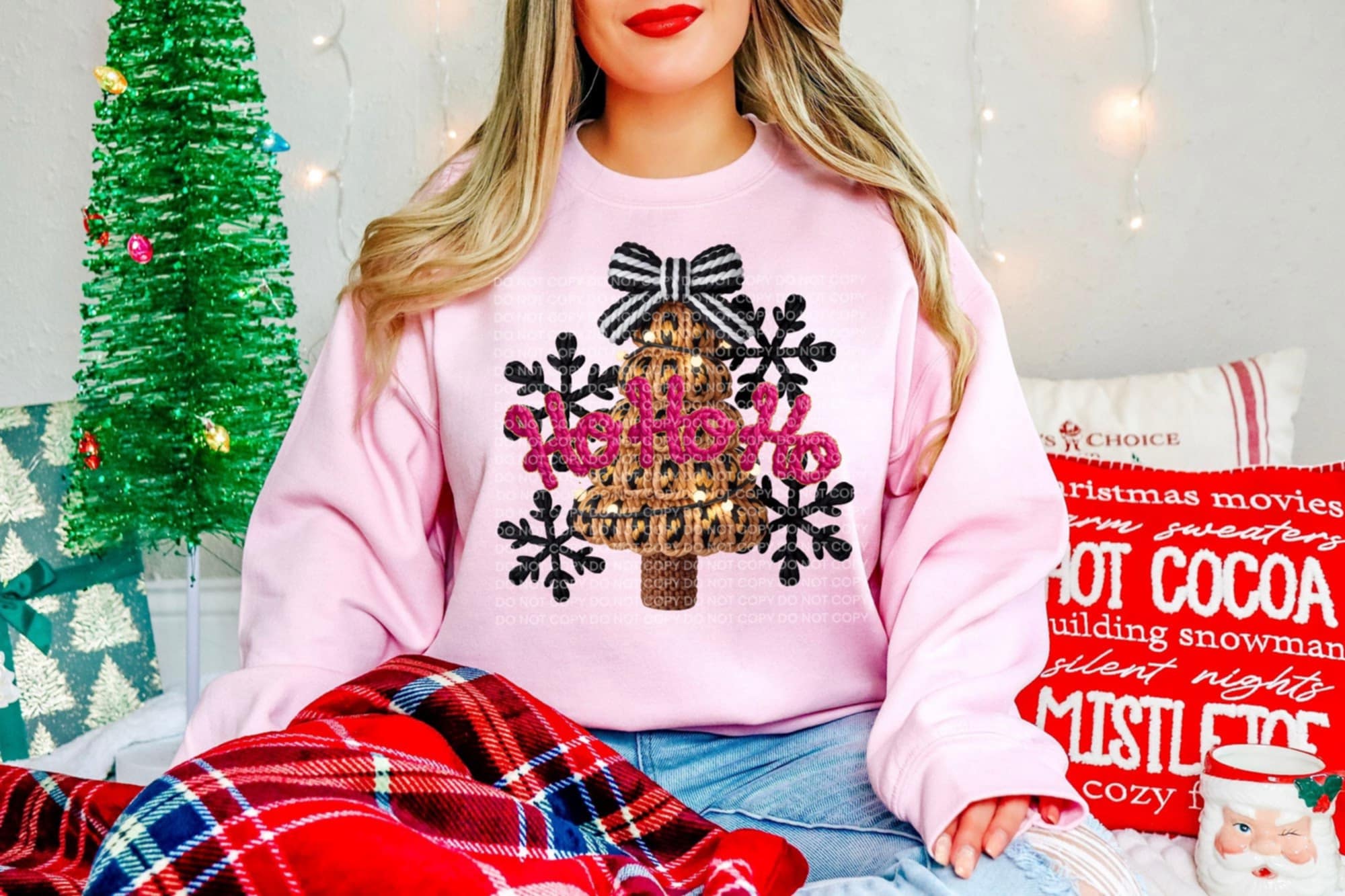 Ho Ho Ho tree and striped bow (SCG) DTF Transfer – Mud & Grace Transfers