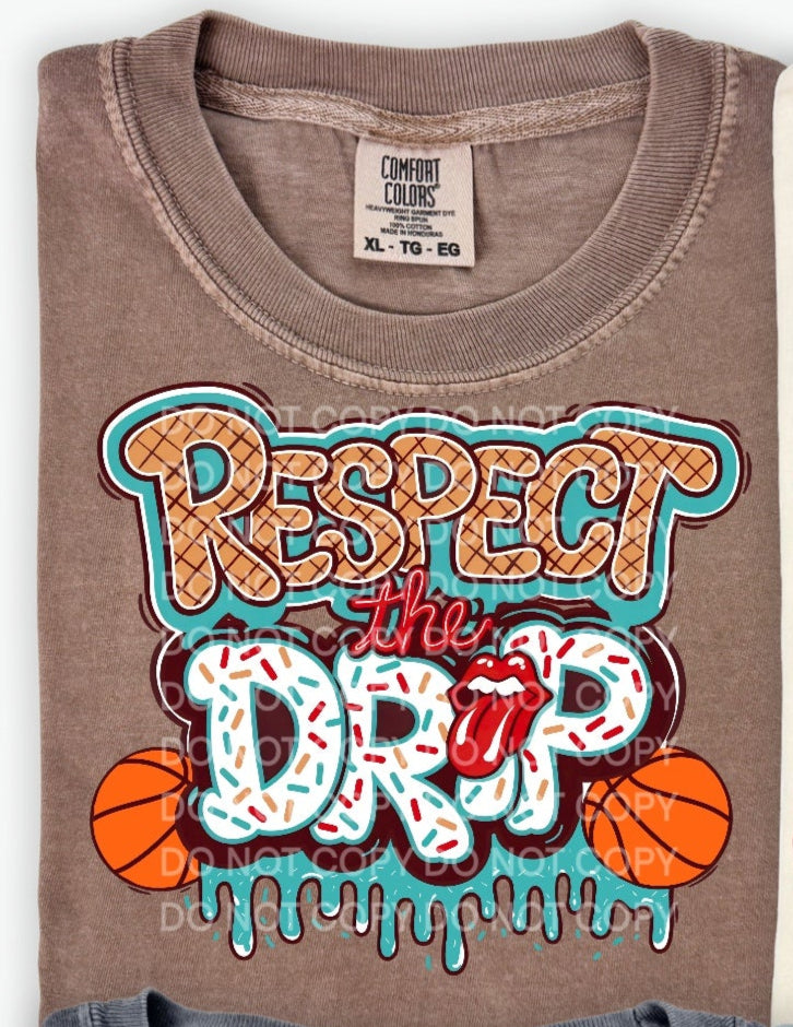 Respect the drip Basketball Teal (SCG) DTF transfer – Mud & Grace Transfers