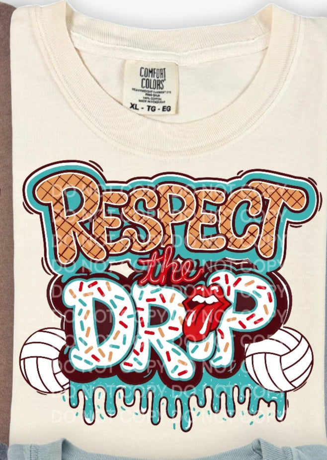 Respect the drip Volleyball Teal (SCG) DTF transfer – Mud & Grace Transfers