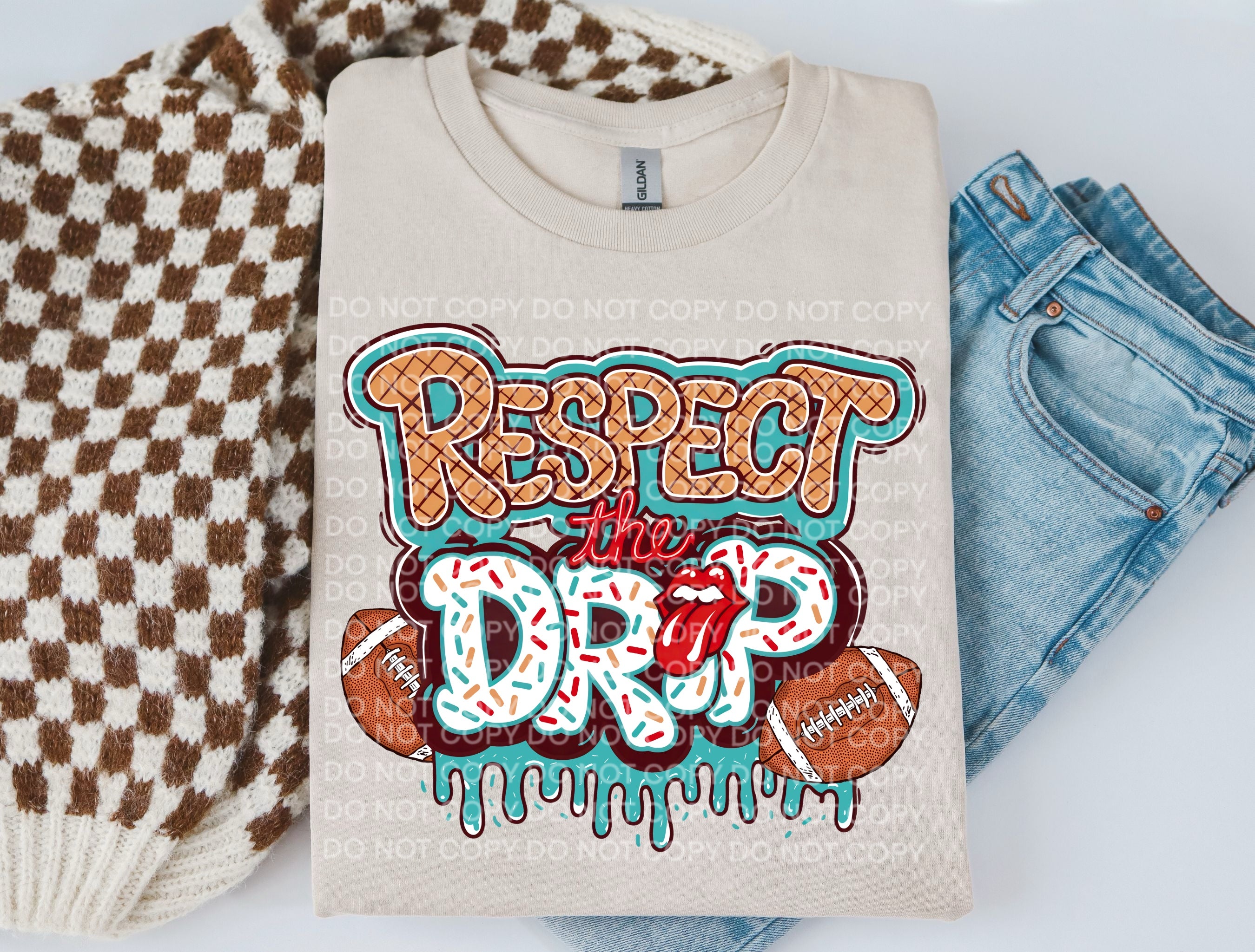 Respect the drip Football Teal (SCG) DTF transfer – Mud & Grace Transfers
