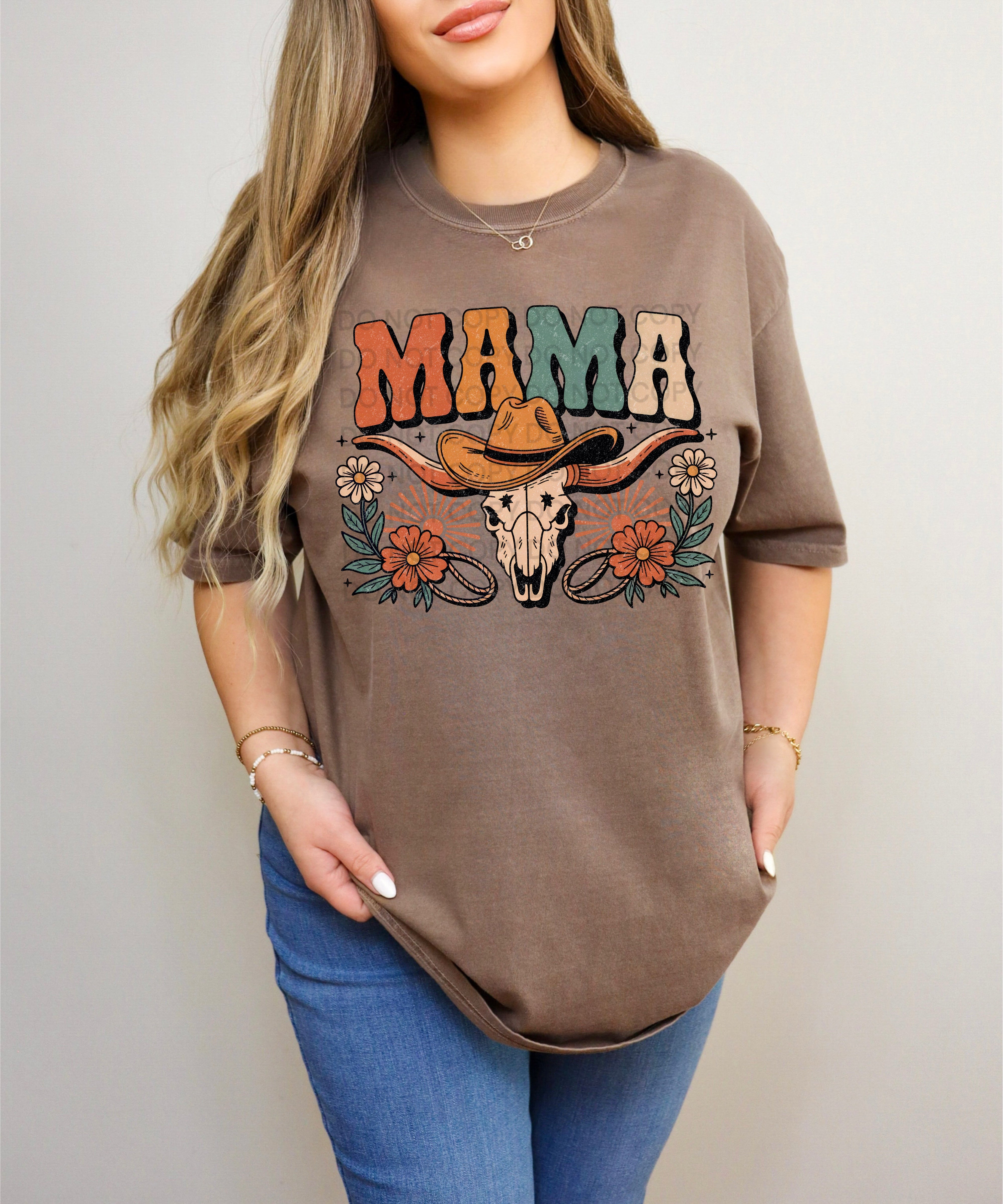 Mama Western Cow skull (SCG) 102101 DTF transfer – Mud & Grace Transfers