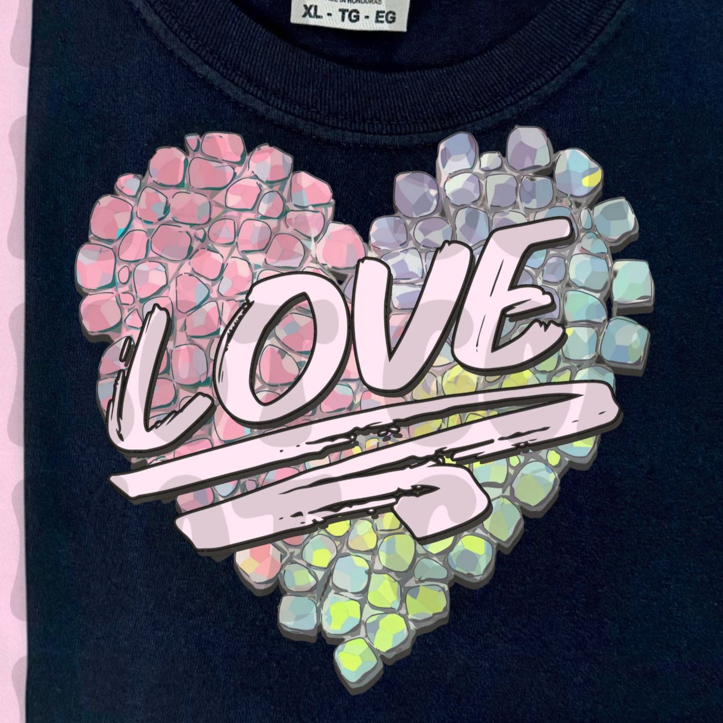 Love Multicolor Hearts (Starlight) DTF transfer – Mud & Grace Transfers