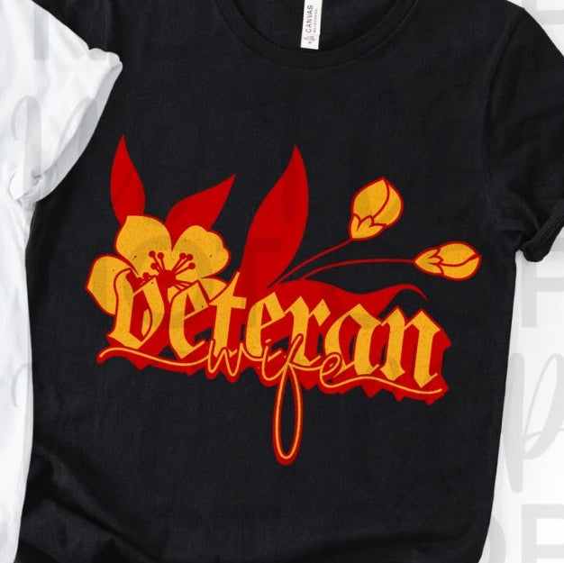 Veteran Wife Red Florals (Starlight) 102424 DTF transfer – Mud & Grace ...