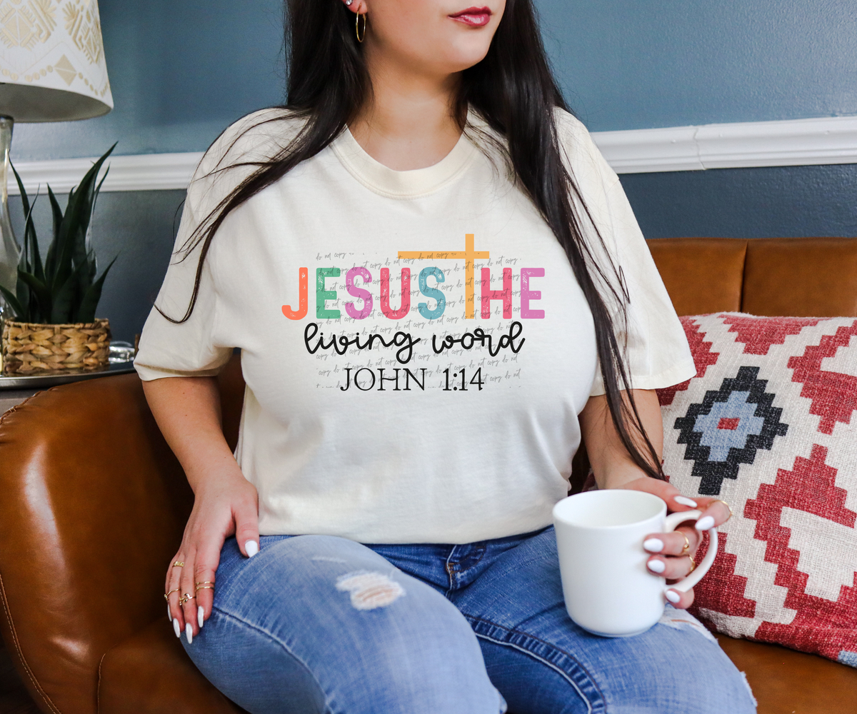 Jesus The Living Word 42365 DTF transfer – Mud & Grace Transfers