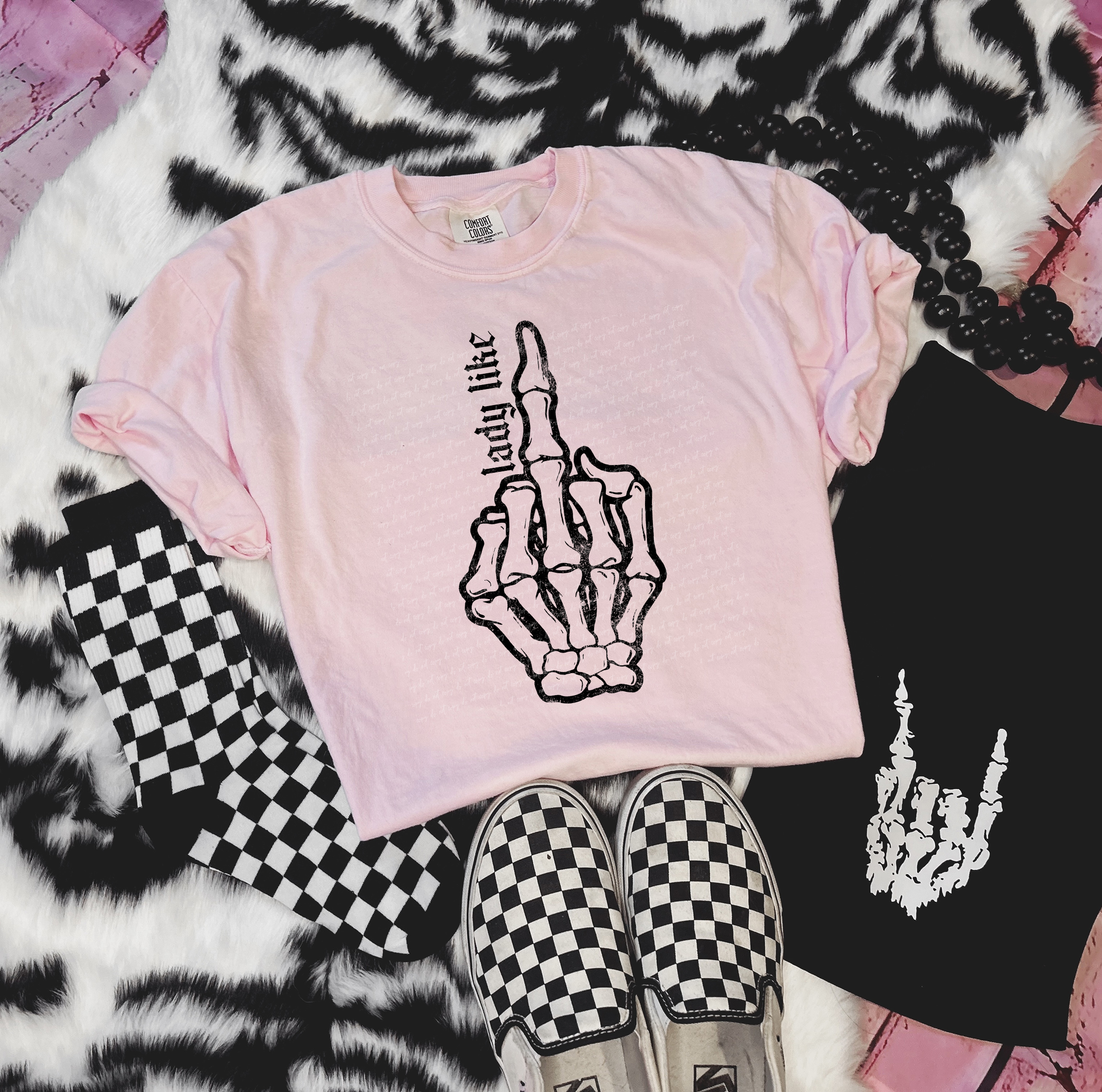 Lady Like Middle Finger Skellie Black Grunge 86341 DTF Transfer – Mud ...