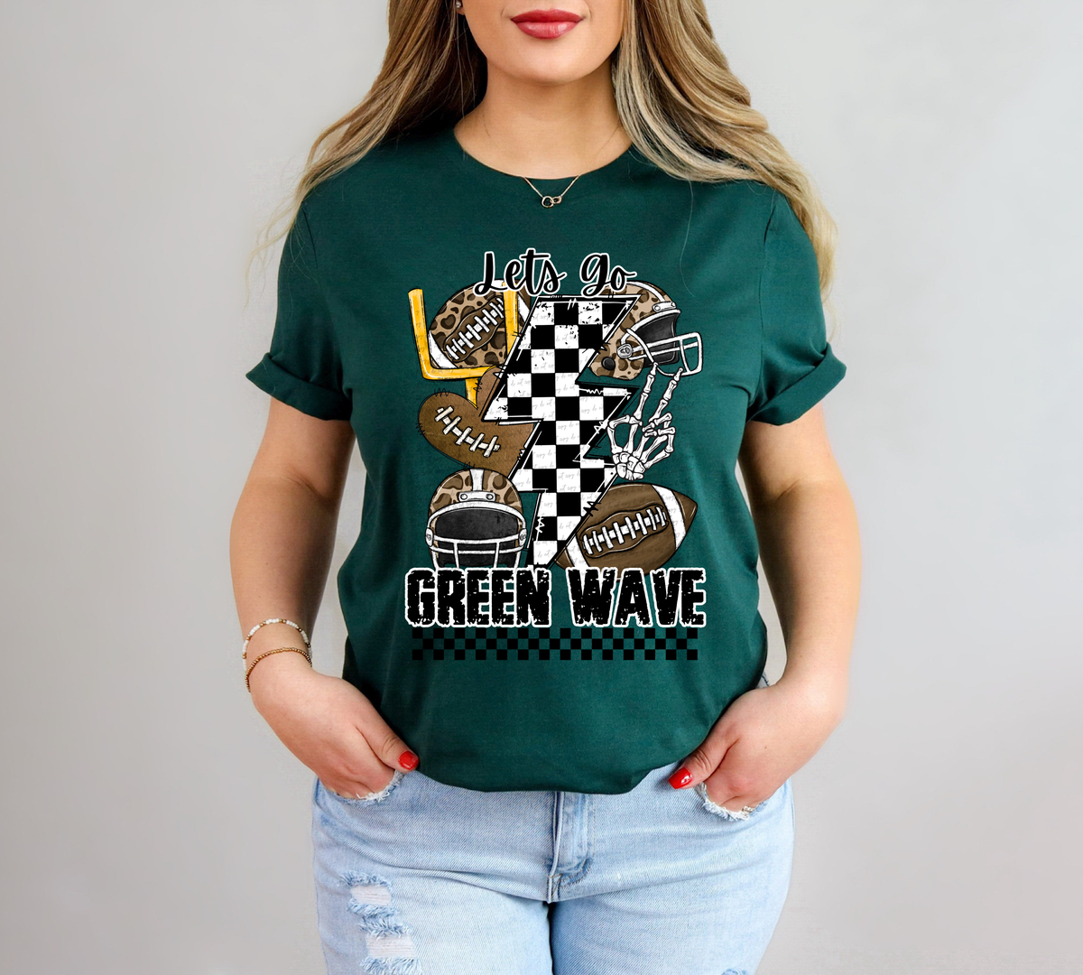 Let's Go Green Wave Mascot 42176 DTF transfer – Mud & Grace Transfers