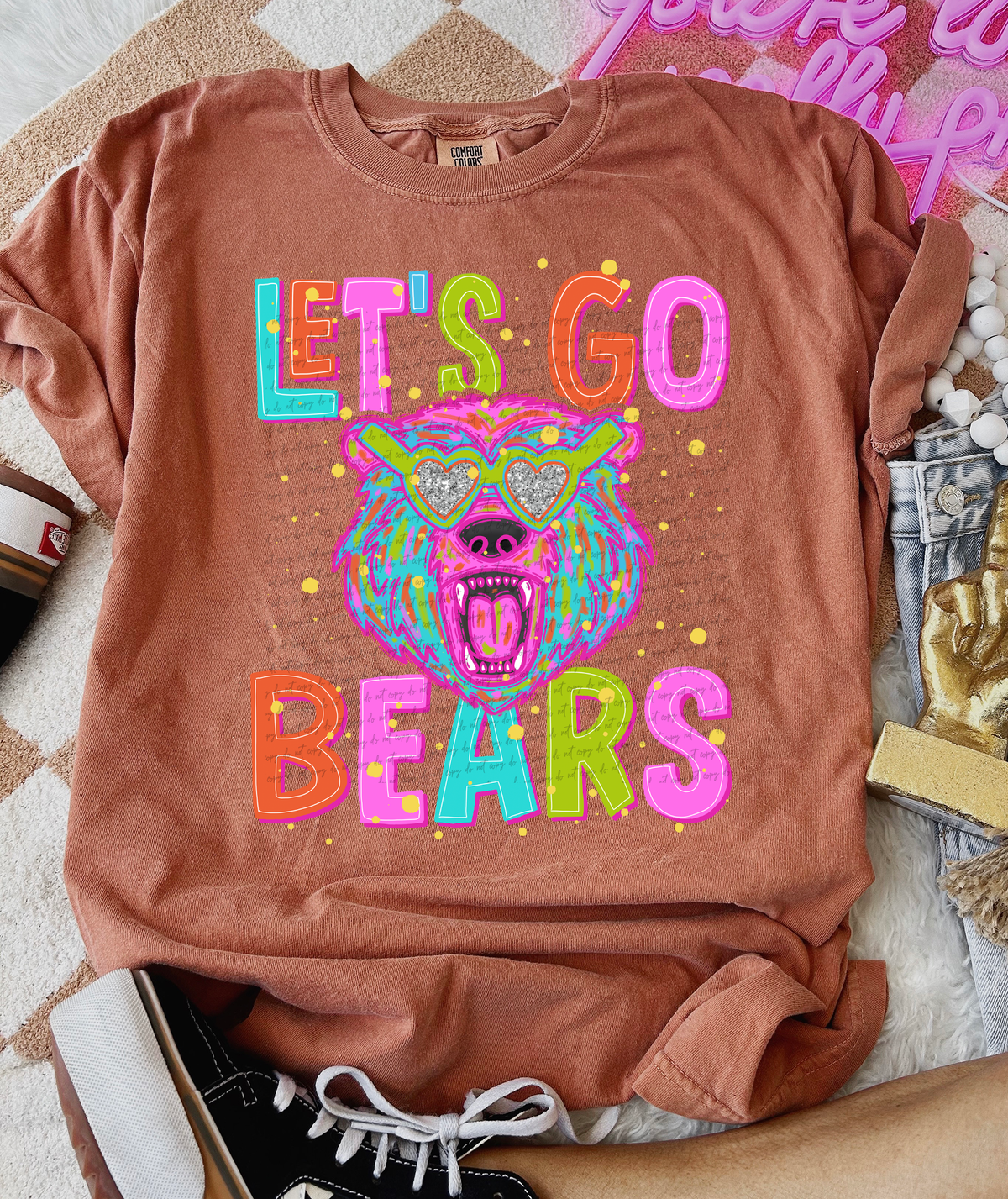 Neon Let's Go Bears 54320 DTF transfer – Mud & Grace Transfers