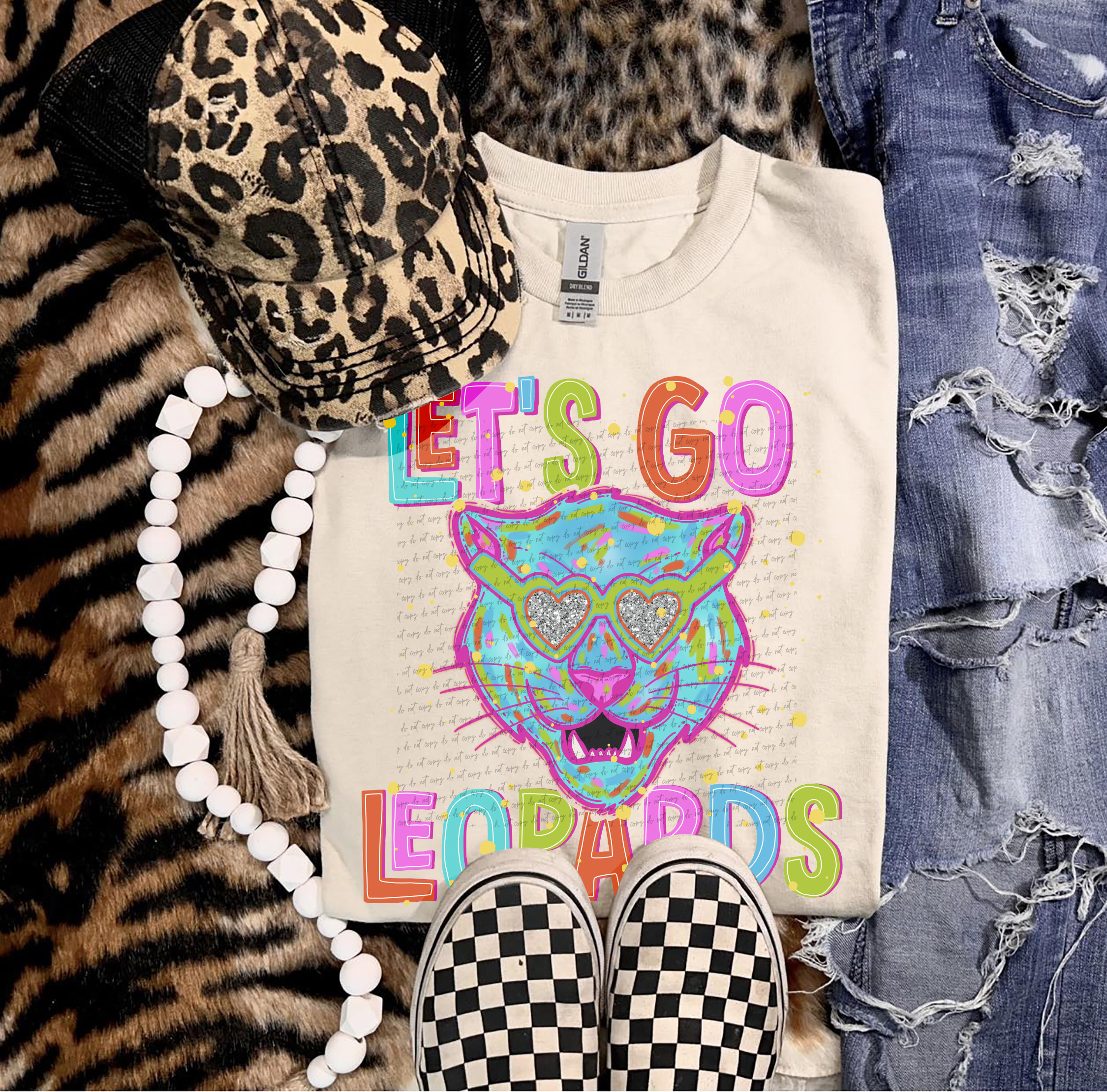Neon Let's Go Leopards 54337 DTF transfer – Mud & Grace Transfers