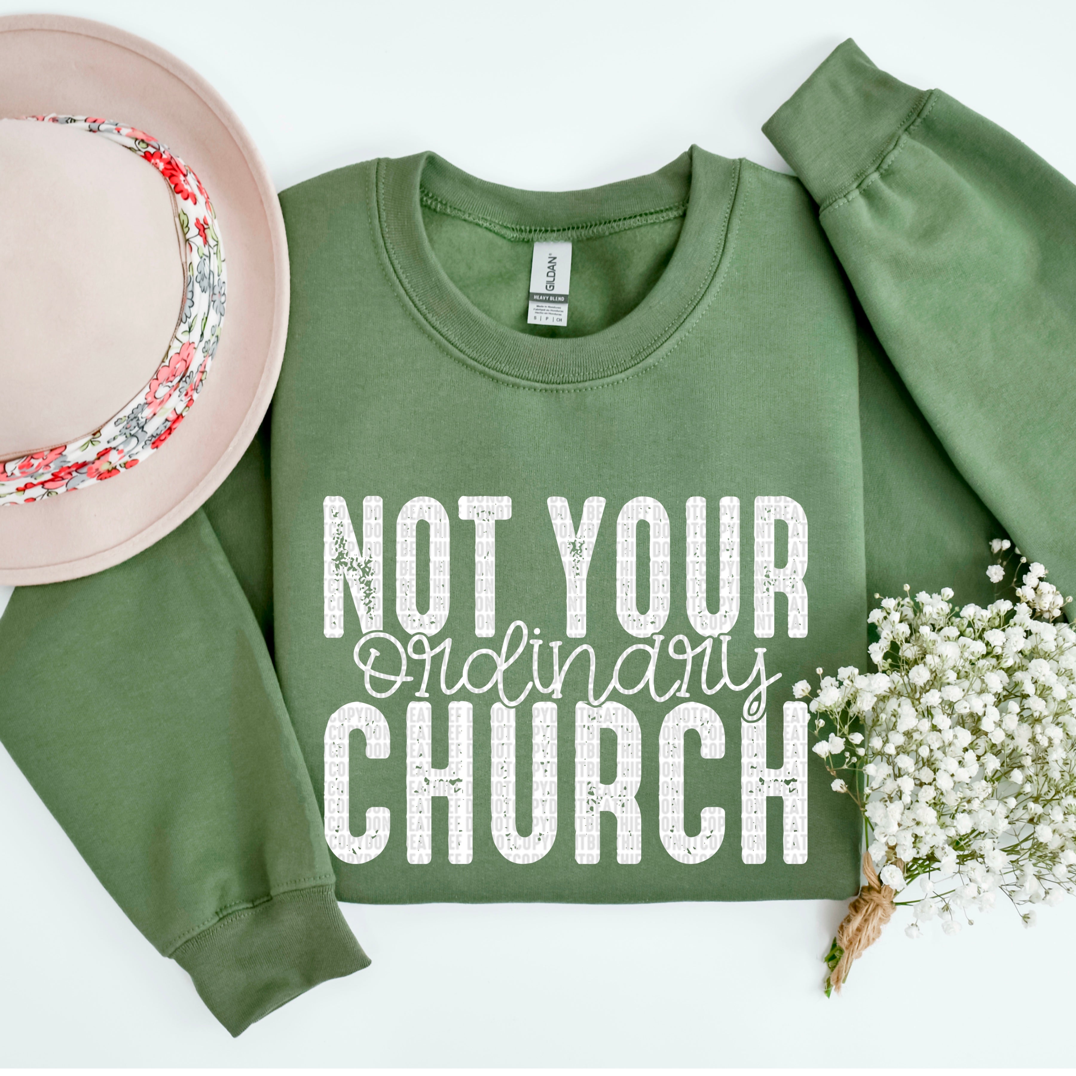 Not your ordinary church WHITE (SDD) DTF transfer – Mud & Grace Transfers