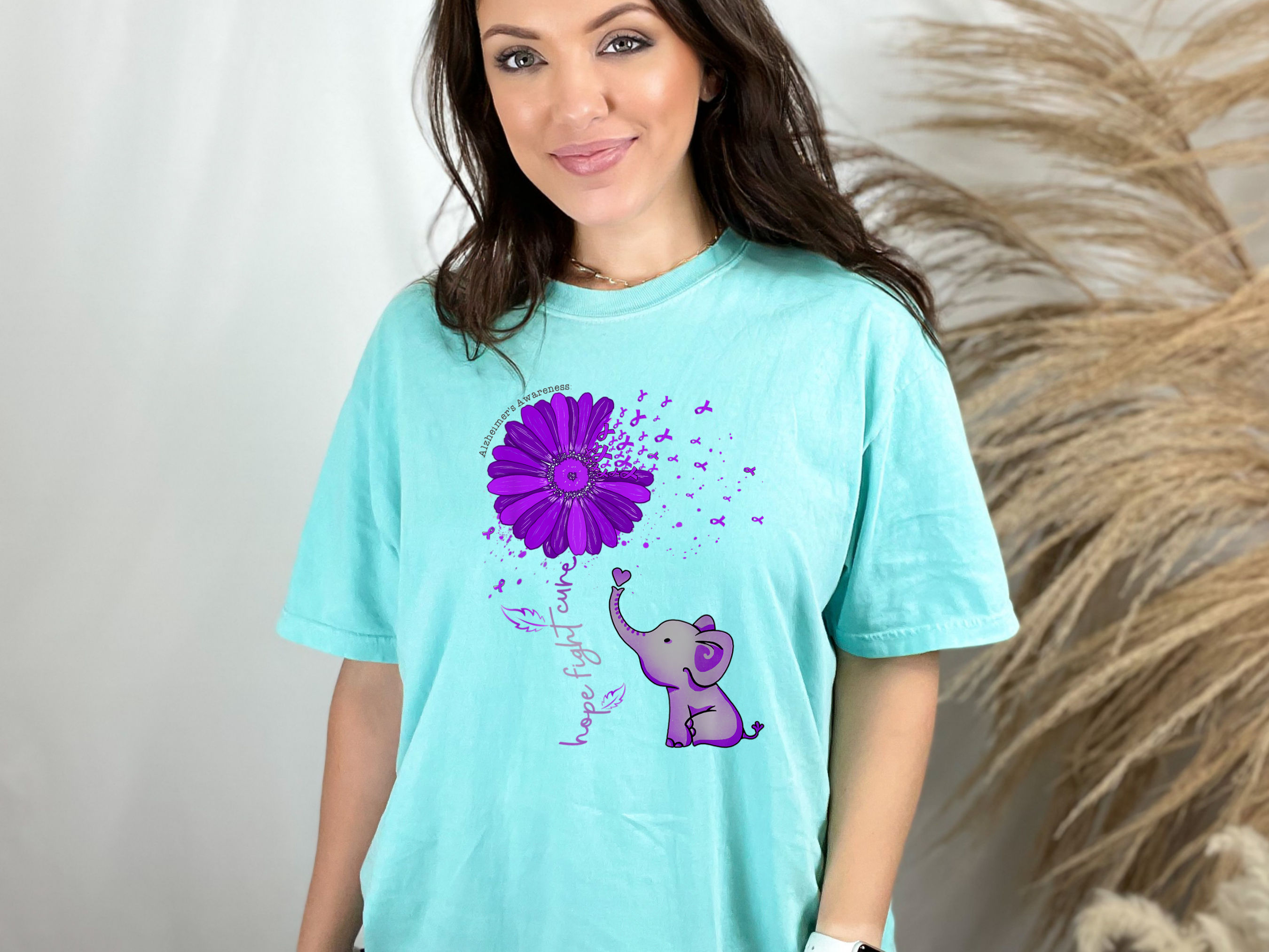 Alzheimer's Awareness flower with elephant 28441 DTF Transfer – Mud ...