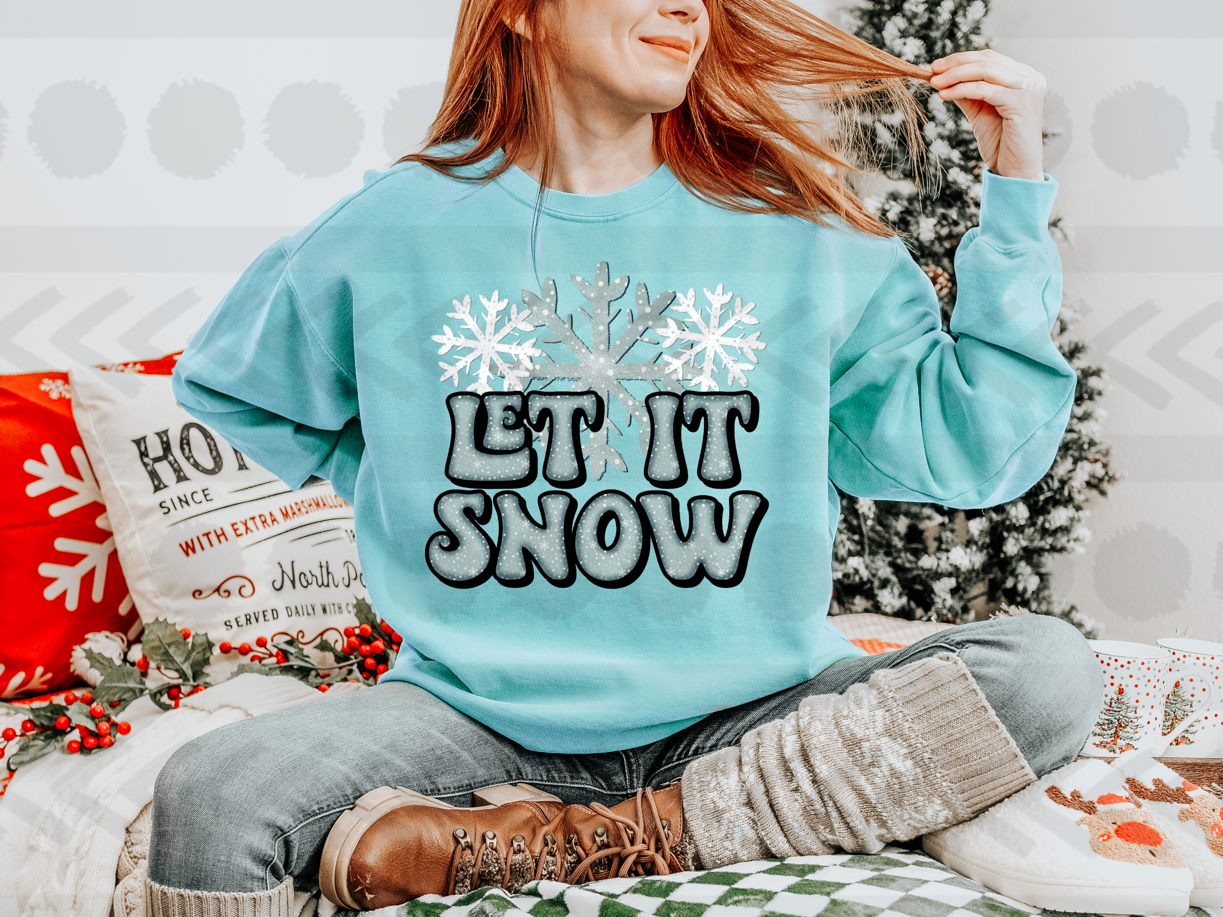 Let it snow 3 snow flakes 14084 DTF transfer – Mud & Grace Transfers