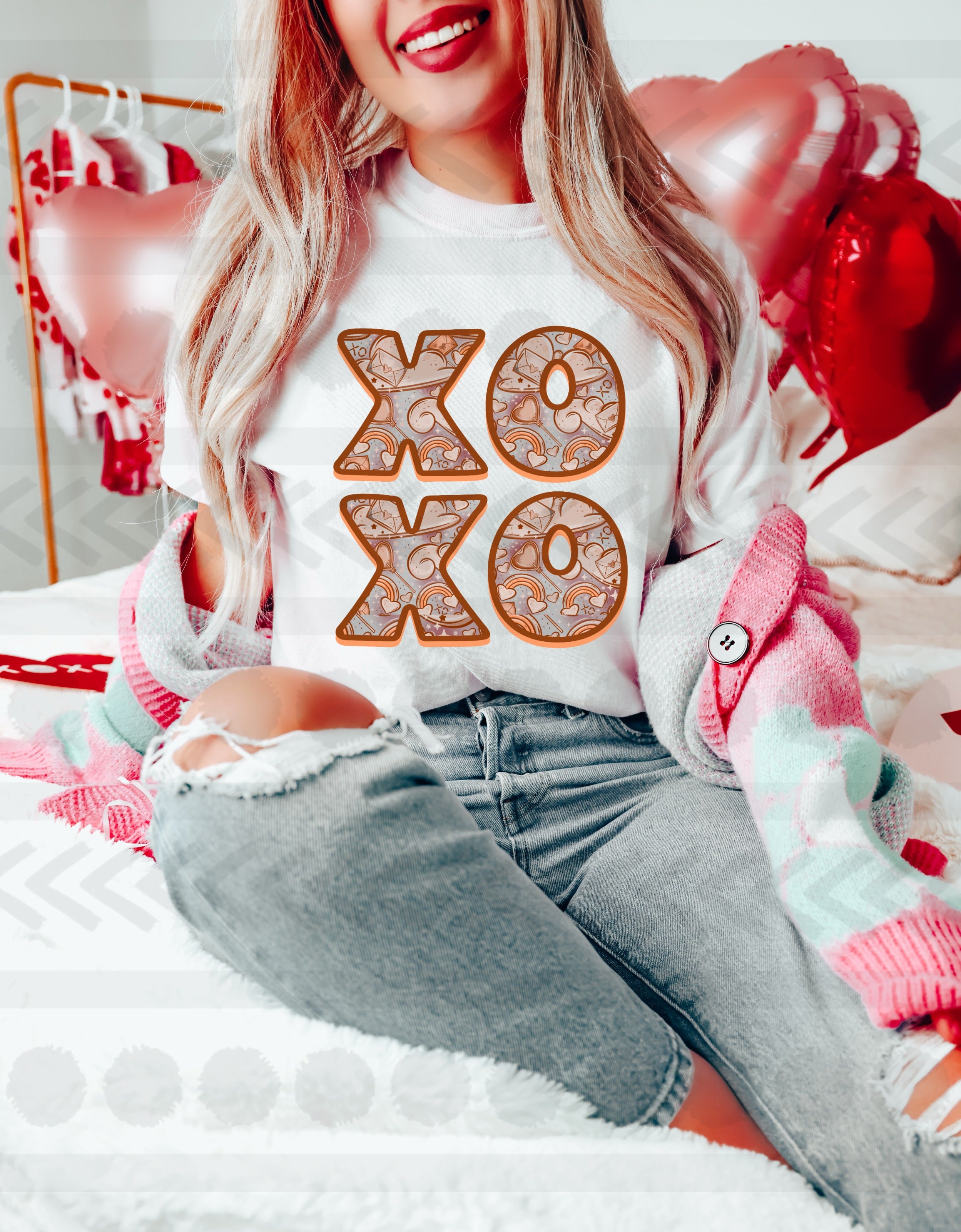 Xo xo burnt orange 14962 DTF transfer – Mud & Grace Transfers