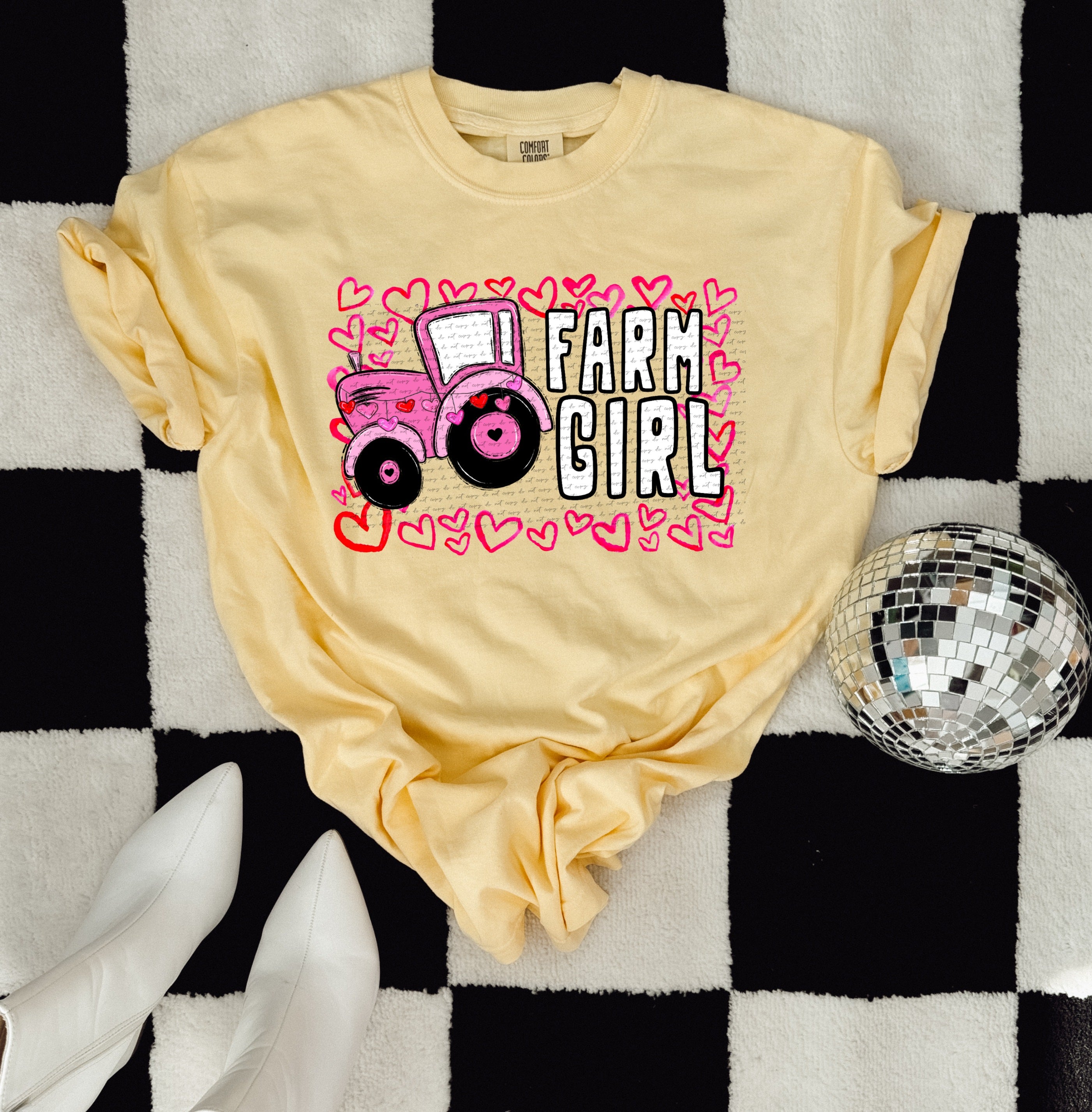 Farm girl pink tractor 22342 DTF transfer – Mud & Grace Transfers