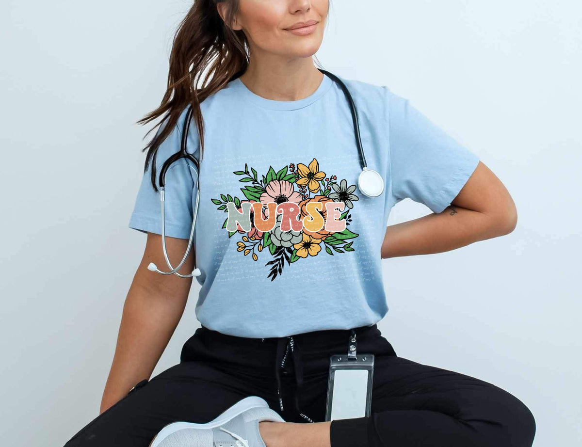 Nurse bright florals 28140 DTF transfer – Mud & Grace Transfers