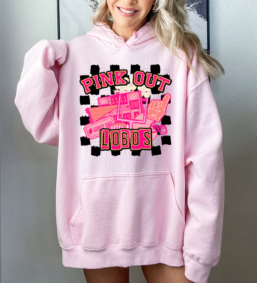 Pink Out Lobos Checkered Background 61480 DTF transfer – Mud & Grace ...