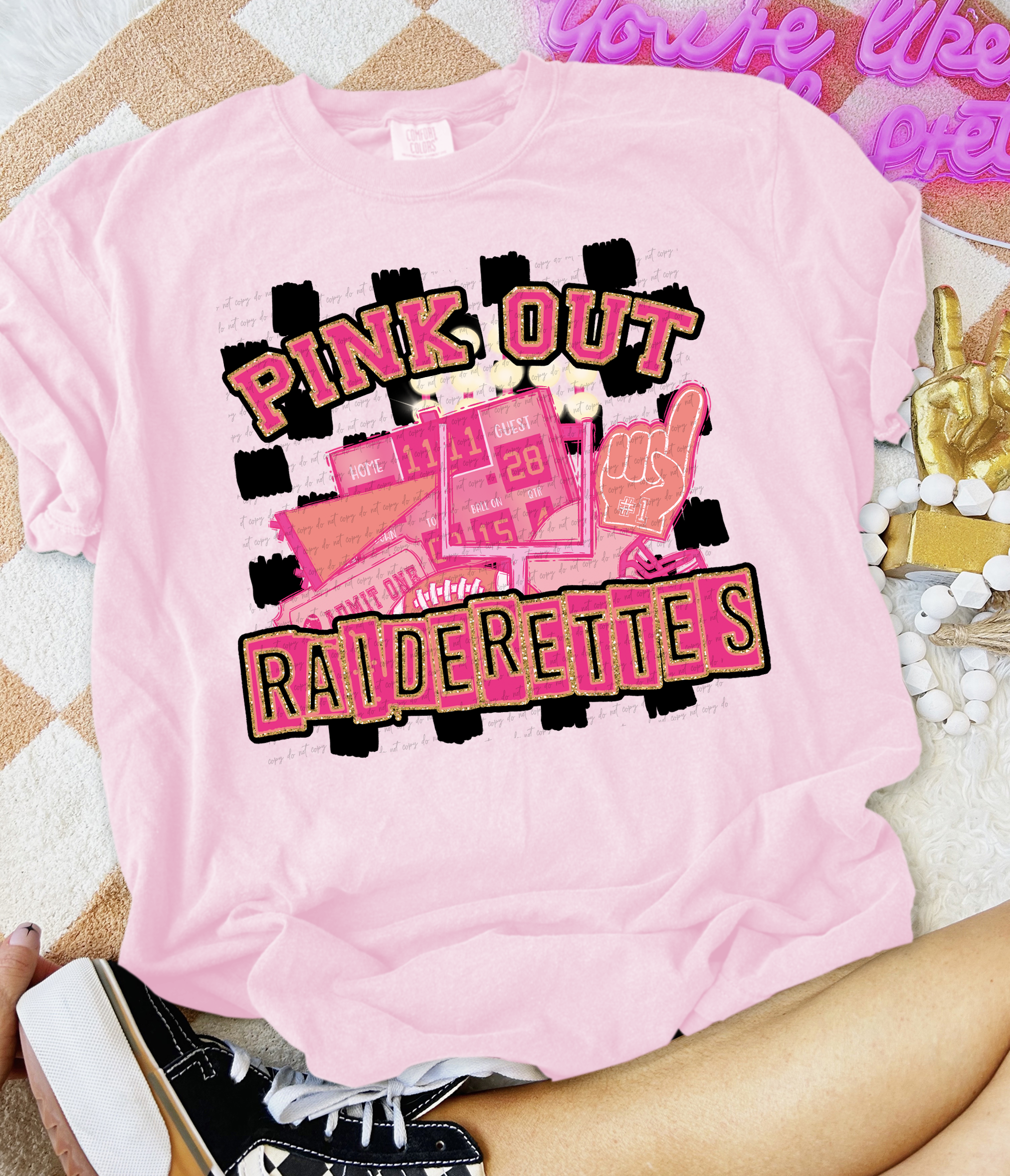 Pink Out Raiderettes Checkered Background 61558 DTF transfer – Mud ...