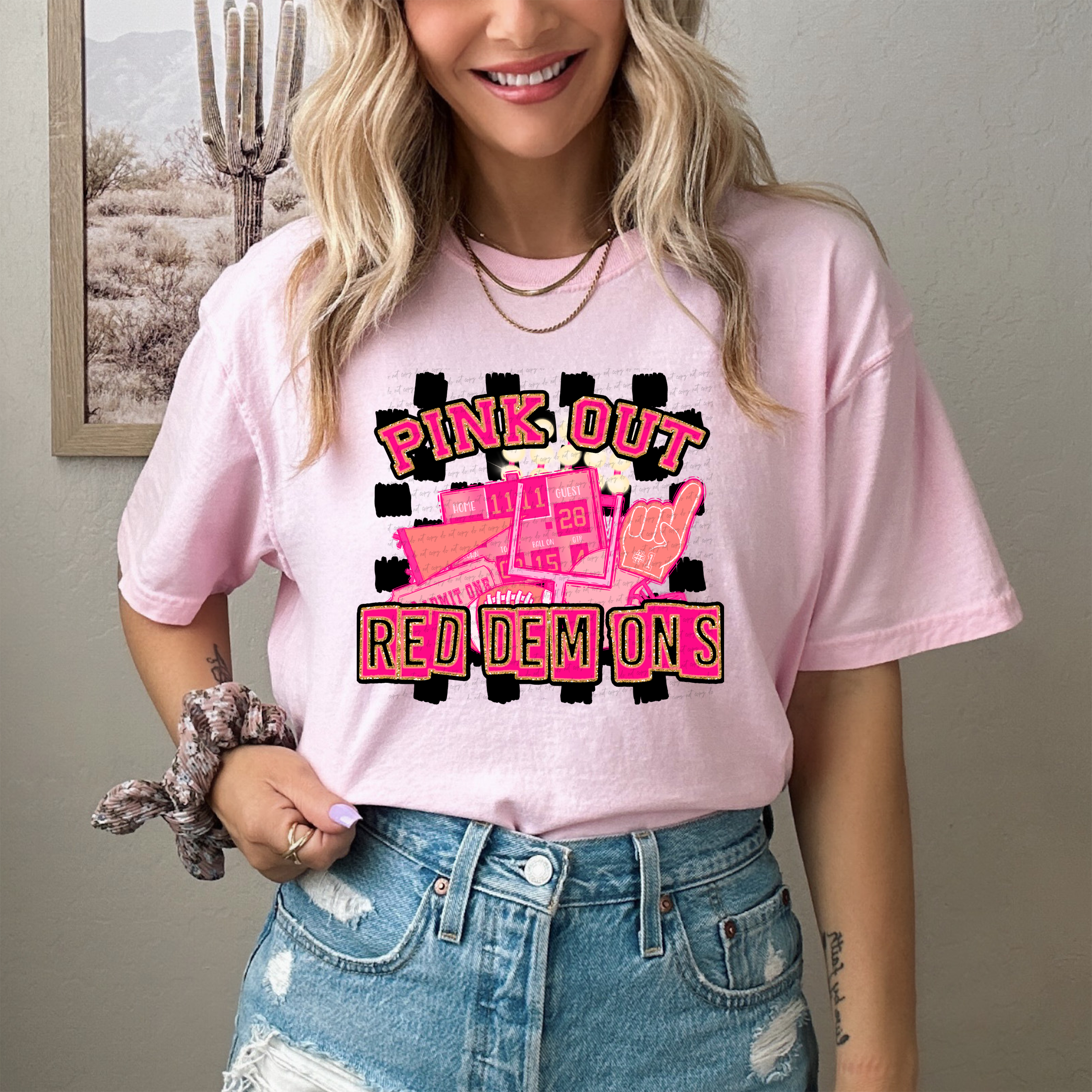 Pink Out Red Demons Checkered Background 61571 DTF transfer – Mud ...