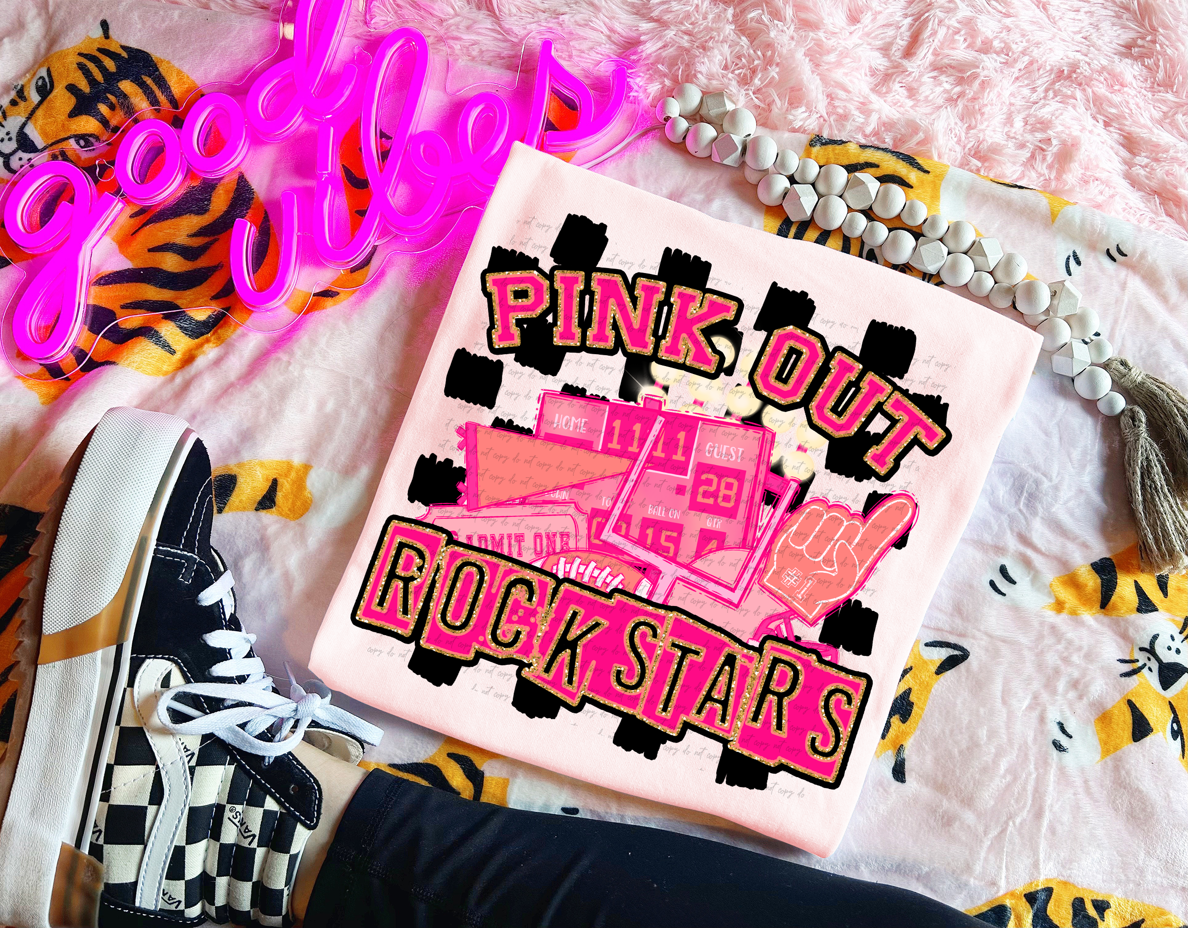 Pink Out Rockstars Checkered Background 61588 DTF transfer – Mud ...