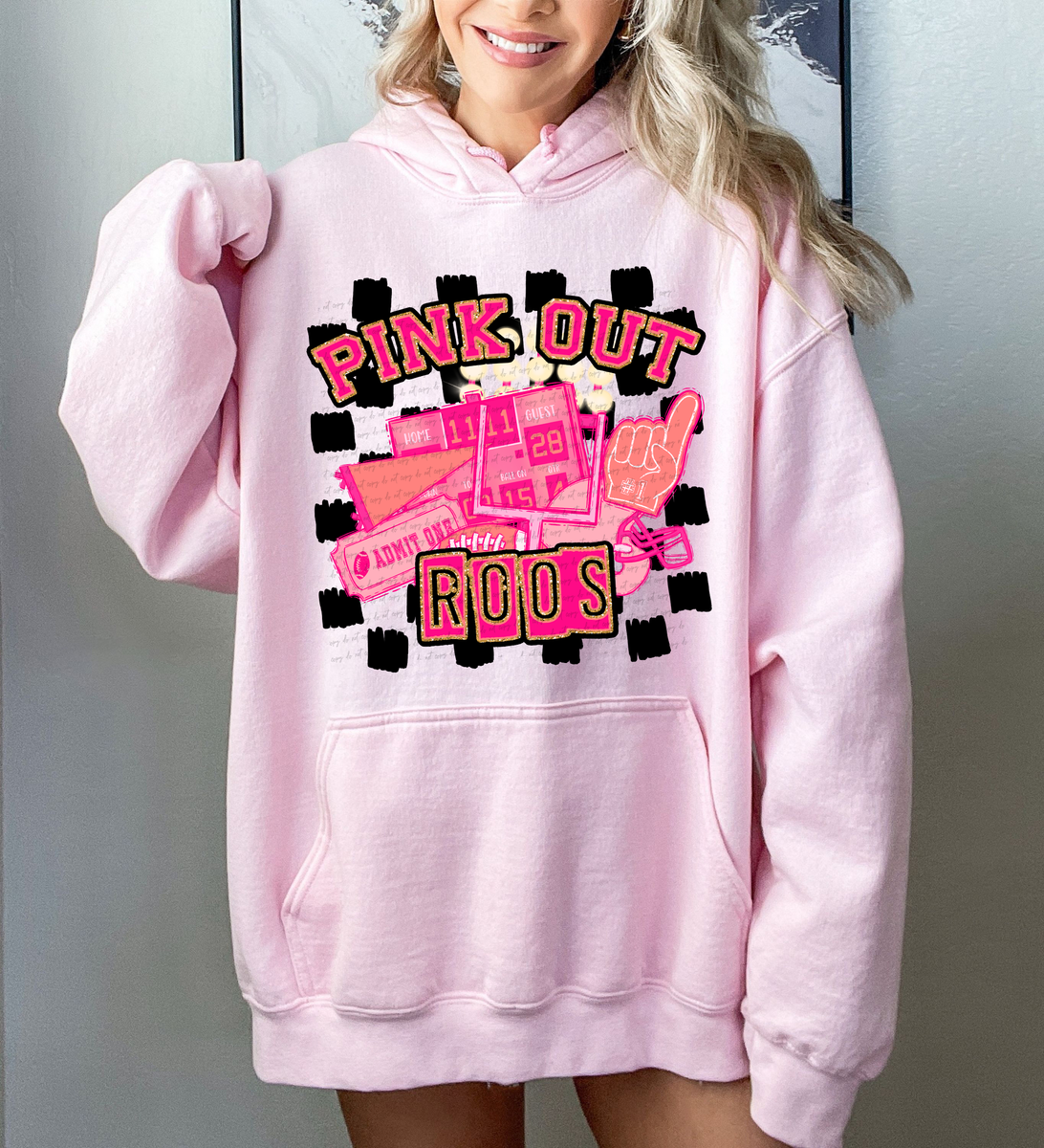 Pink Out Roos Checkered Background 61590 DTF transfer – Mud & Grace ...