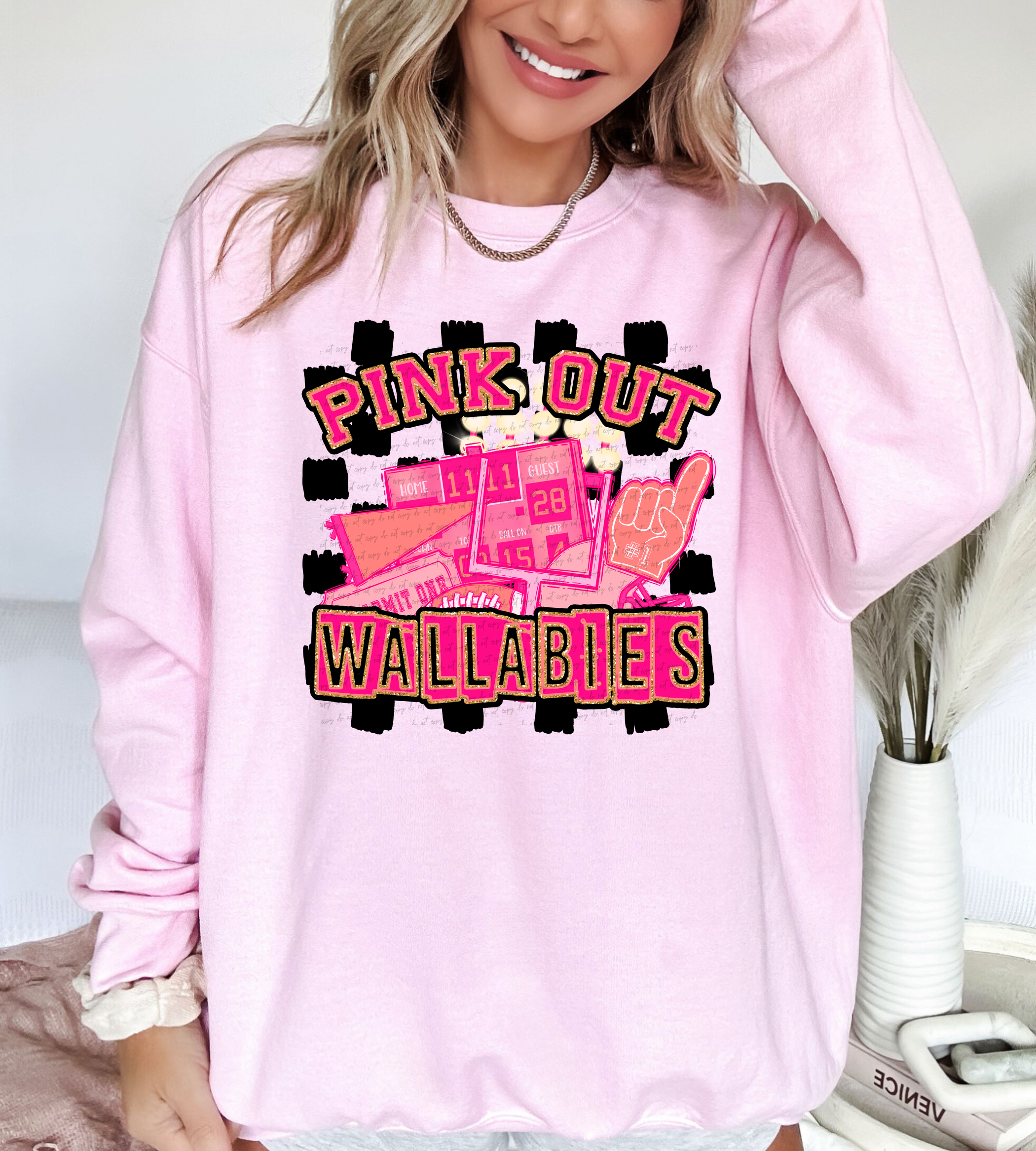 Pink Out Wallabies Checkered Background 61753 DTF transfer – Mud ...